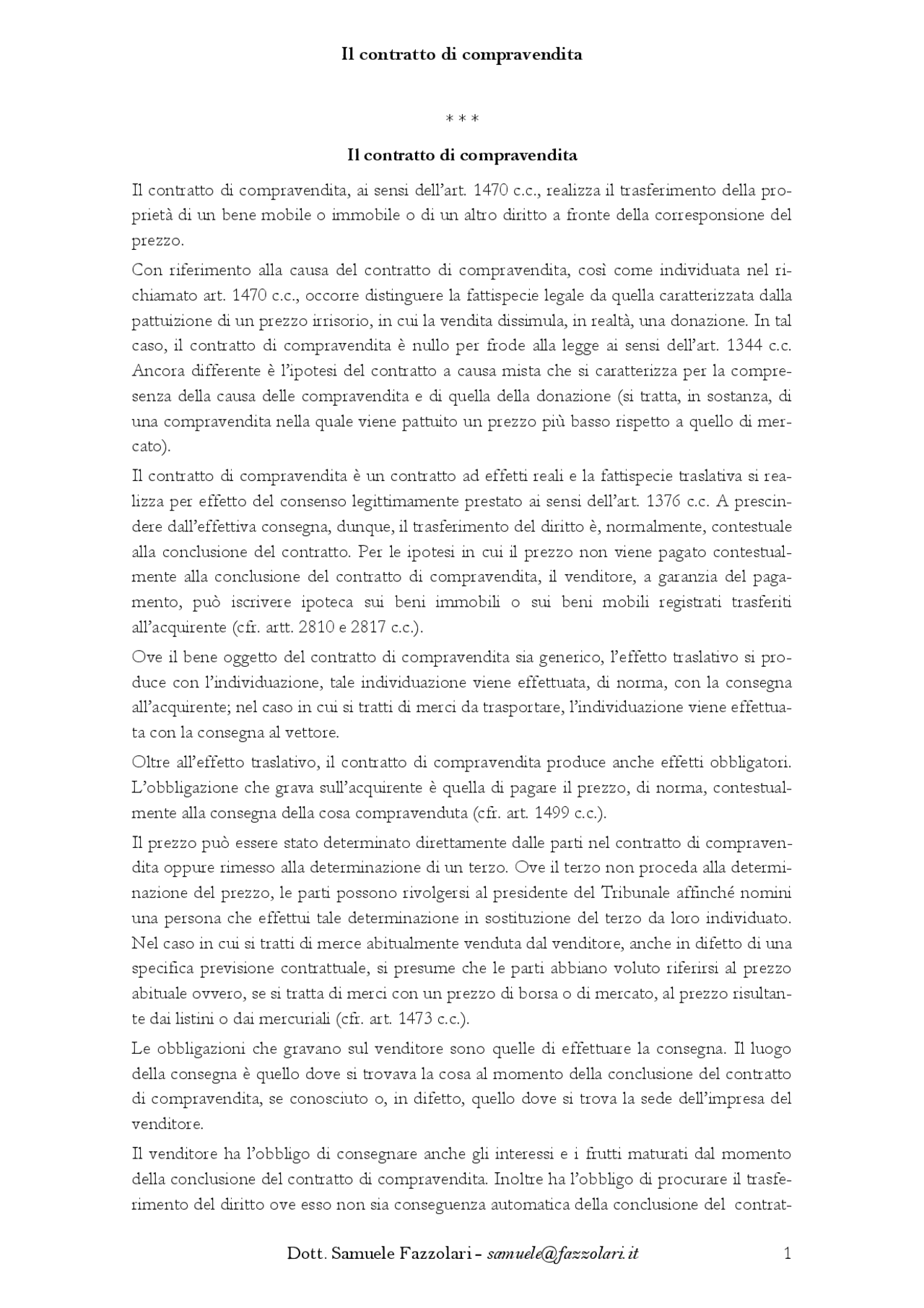 Il Contratto Di Compravendita E Altri Similari Docsity