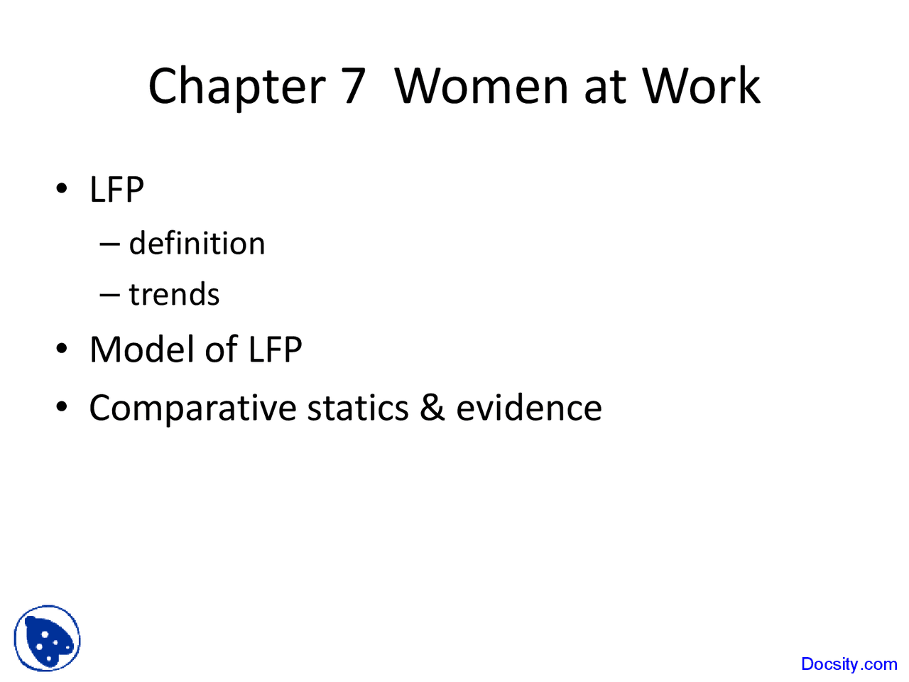 Women At Work Economics Of Gender Lecture Slides Docsity