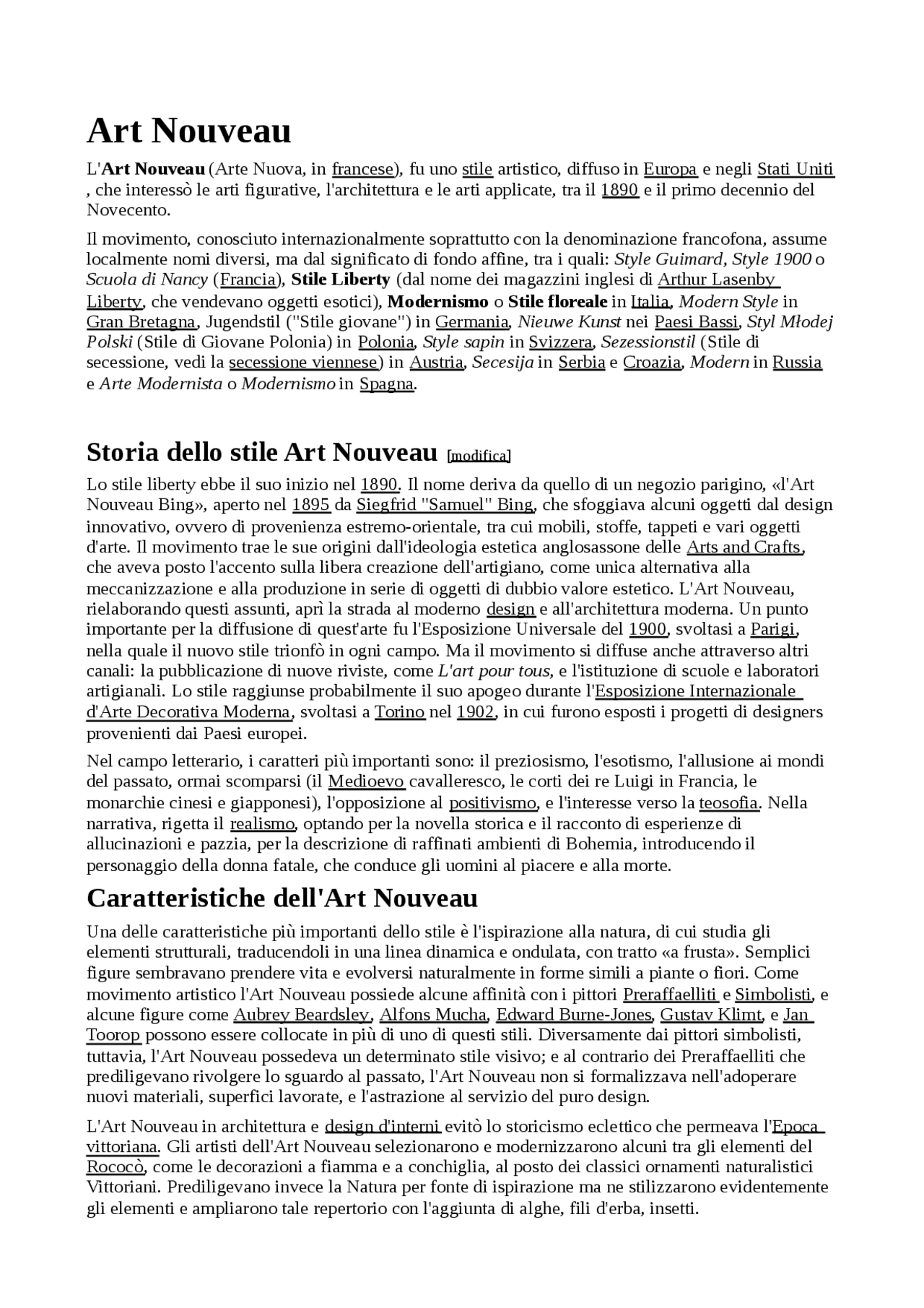 Art Nouveau Appunti Seconda Parte Storia Dellarte Docsity