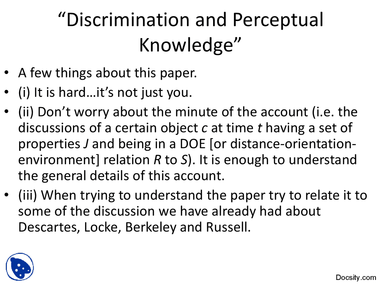 Discrimination and Perceptual Knowledge - Introduction to Philosophy ...