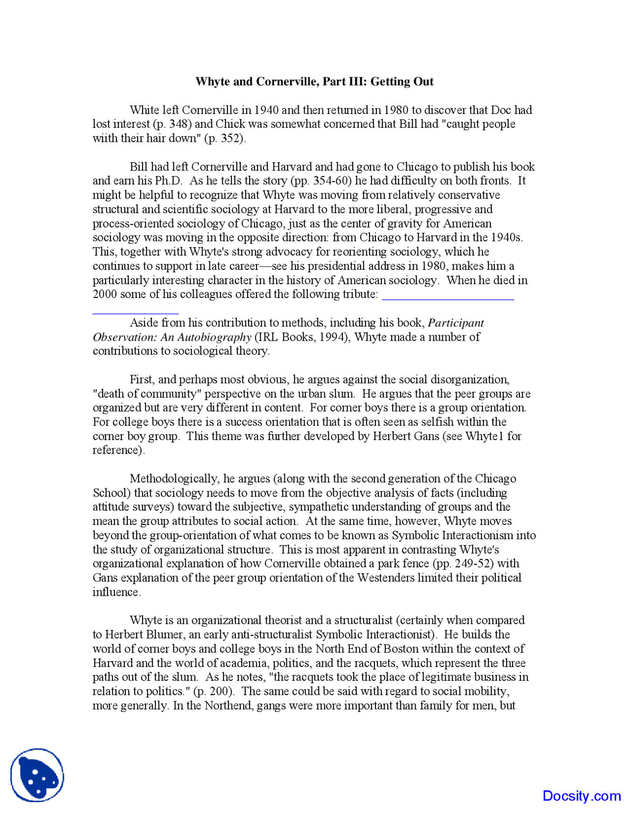 Getting Out Community Organization Lecture Notes Docsity