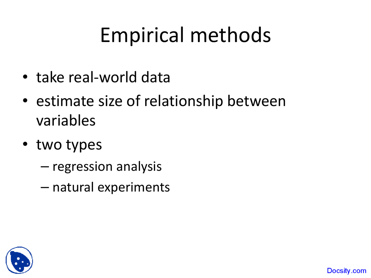 Empirical Methods - Economics of Gender - Lecture Slides - Docsity