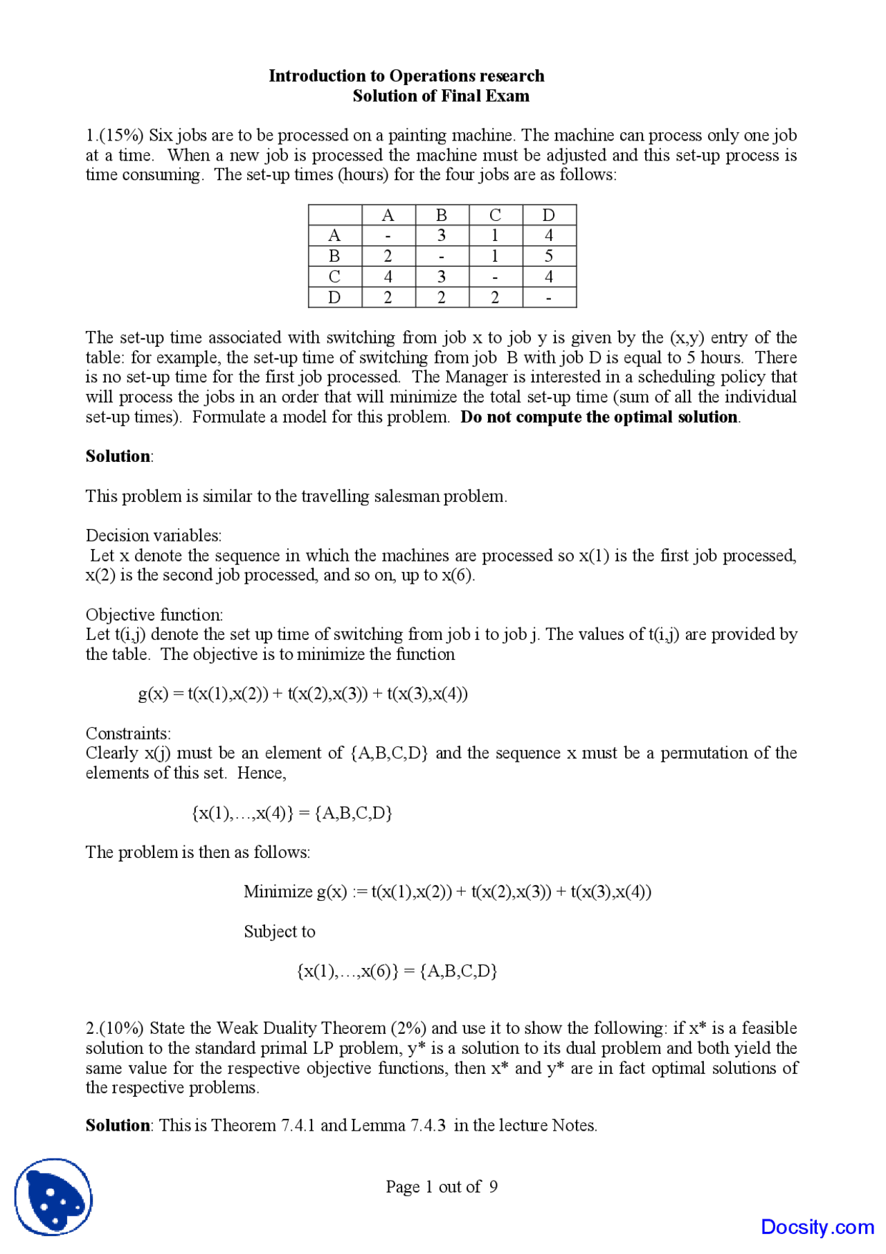 Operations Research - Introduction to Operations Research - Solved Exam ...