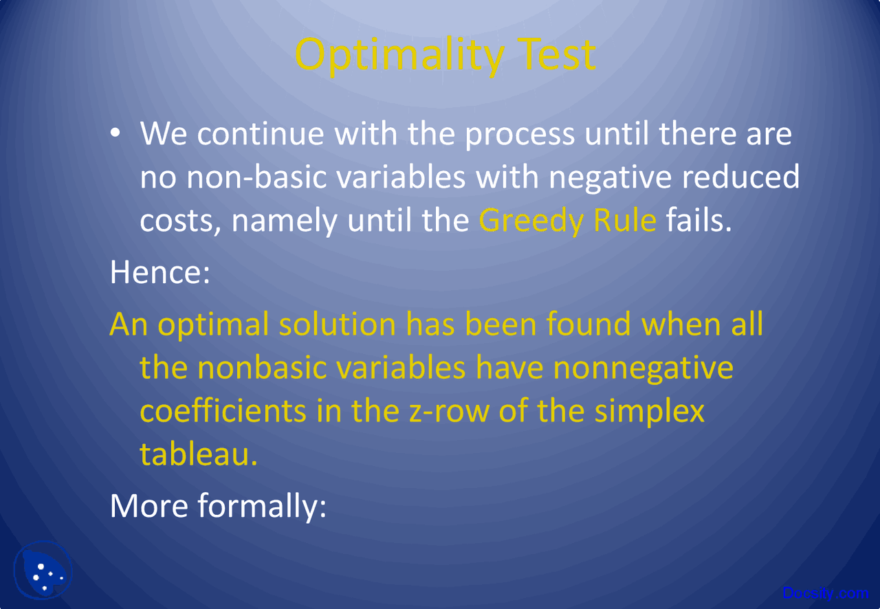 Optimality Test - Introduction to Operations Research - Lecture Slides ...