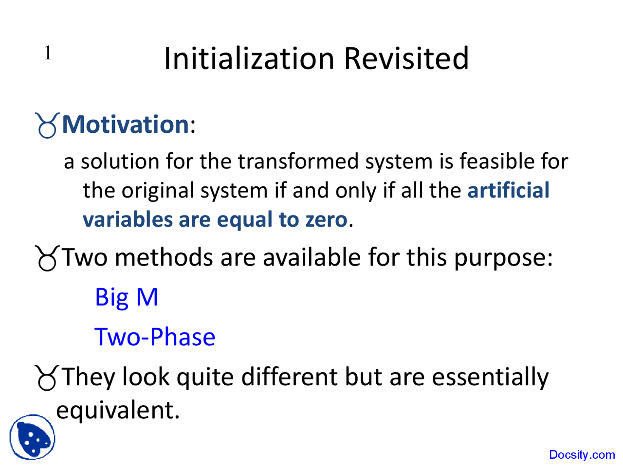 Initialization Revisited - Introduction to Operations Research ...