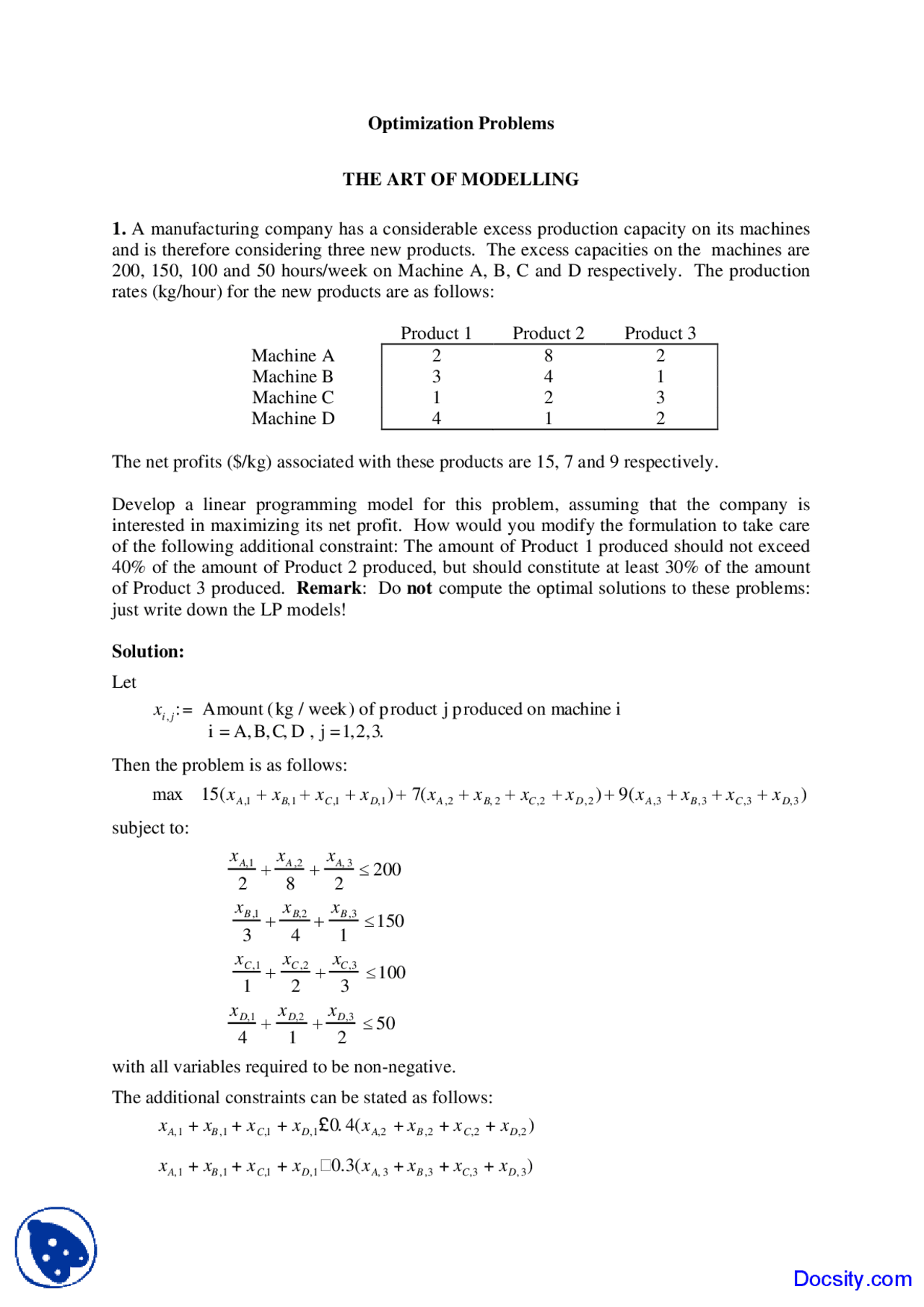 Optimization Problems Introduction To Operations Research Lecture