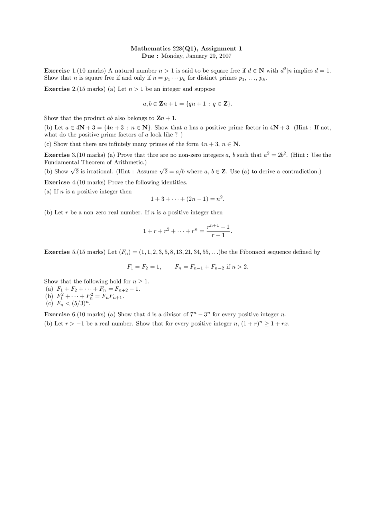 Natural Number - Math - Home Work - Docsity