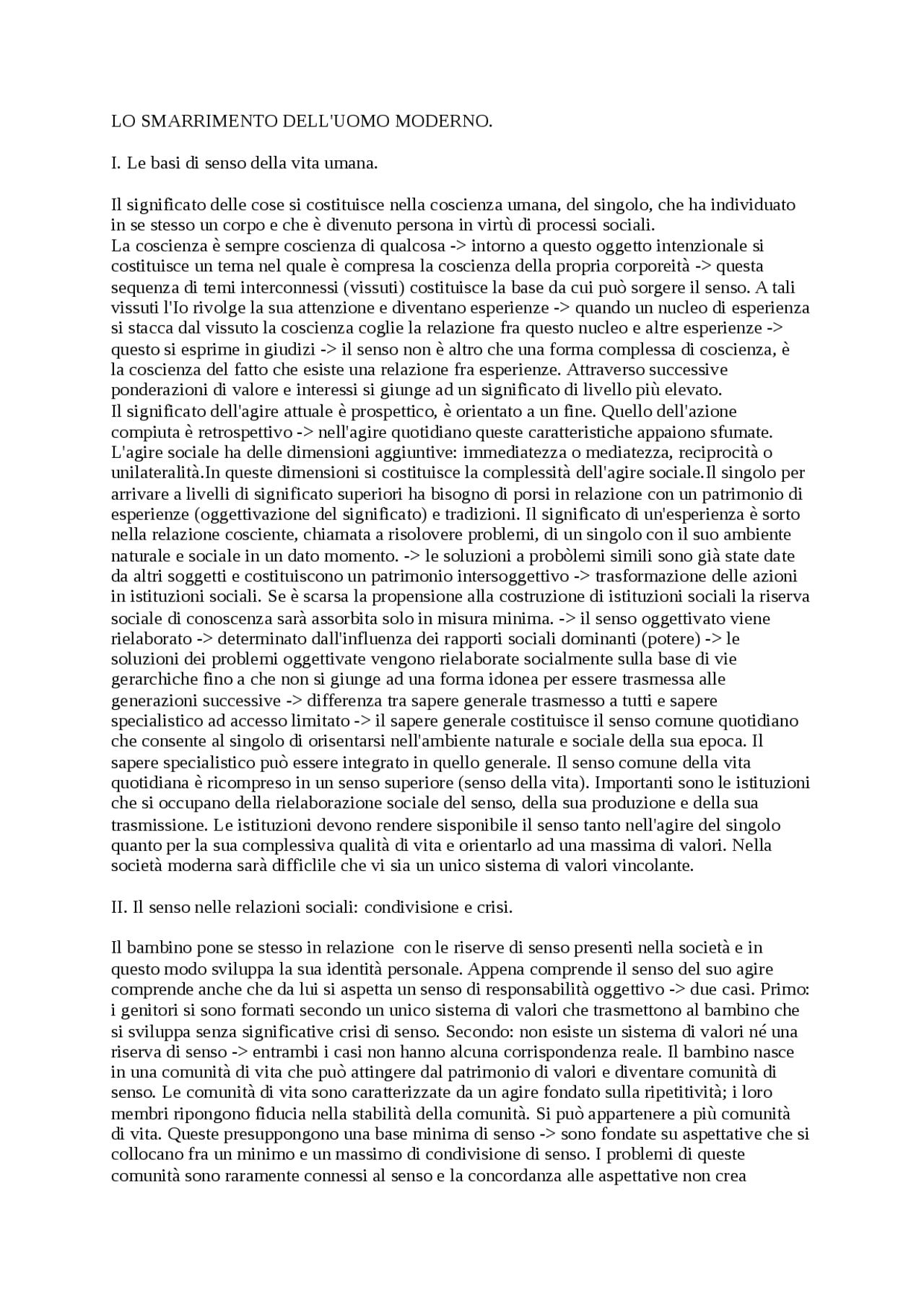 Lo Smarrimento Delluomo Moderno Riass Docsity