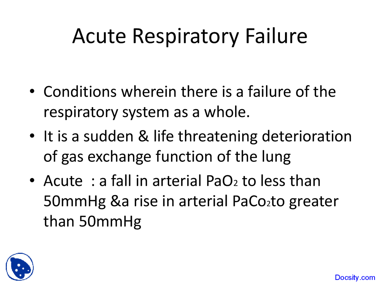 Acute Respiratory Failure - Pediatric Nursing - Lecture Slides - Docsity