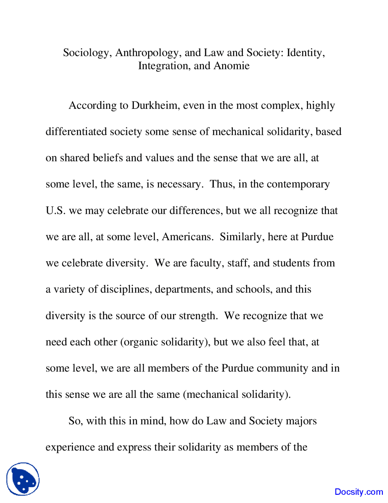 Law And Society Principles Of Sociology Lecture Notes Docsity