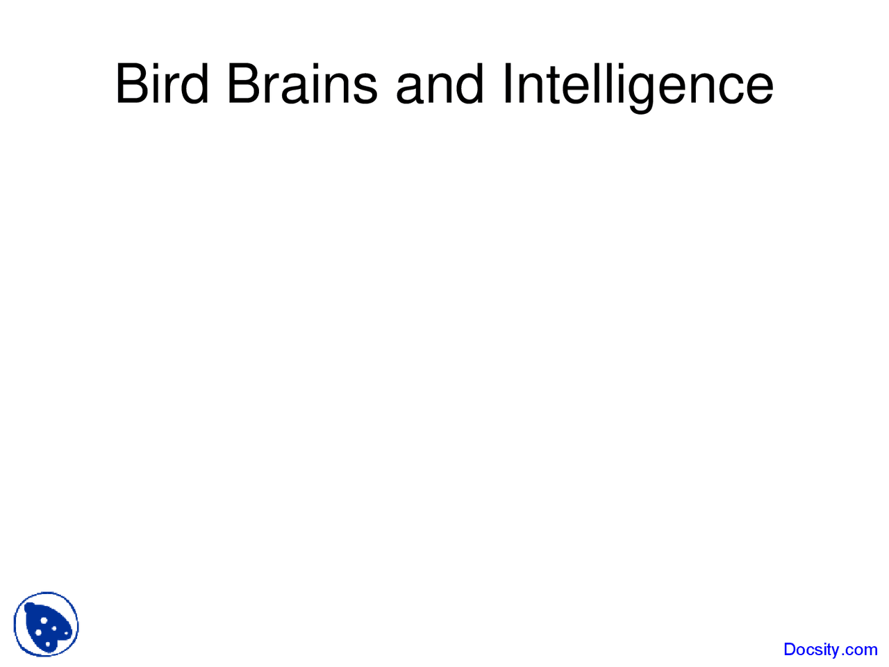 Bird Brains And Intelligence Ornithology Lecture Slides Docsity