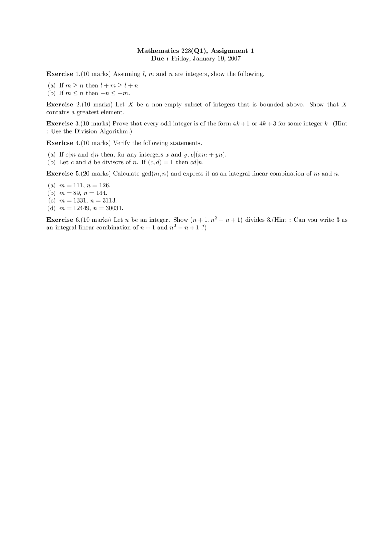 Integers Math Home Work Docsity