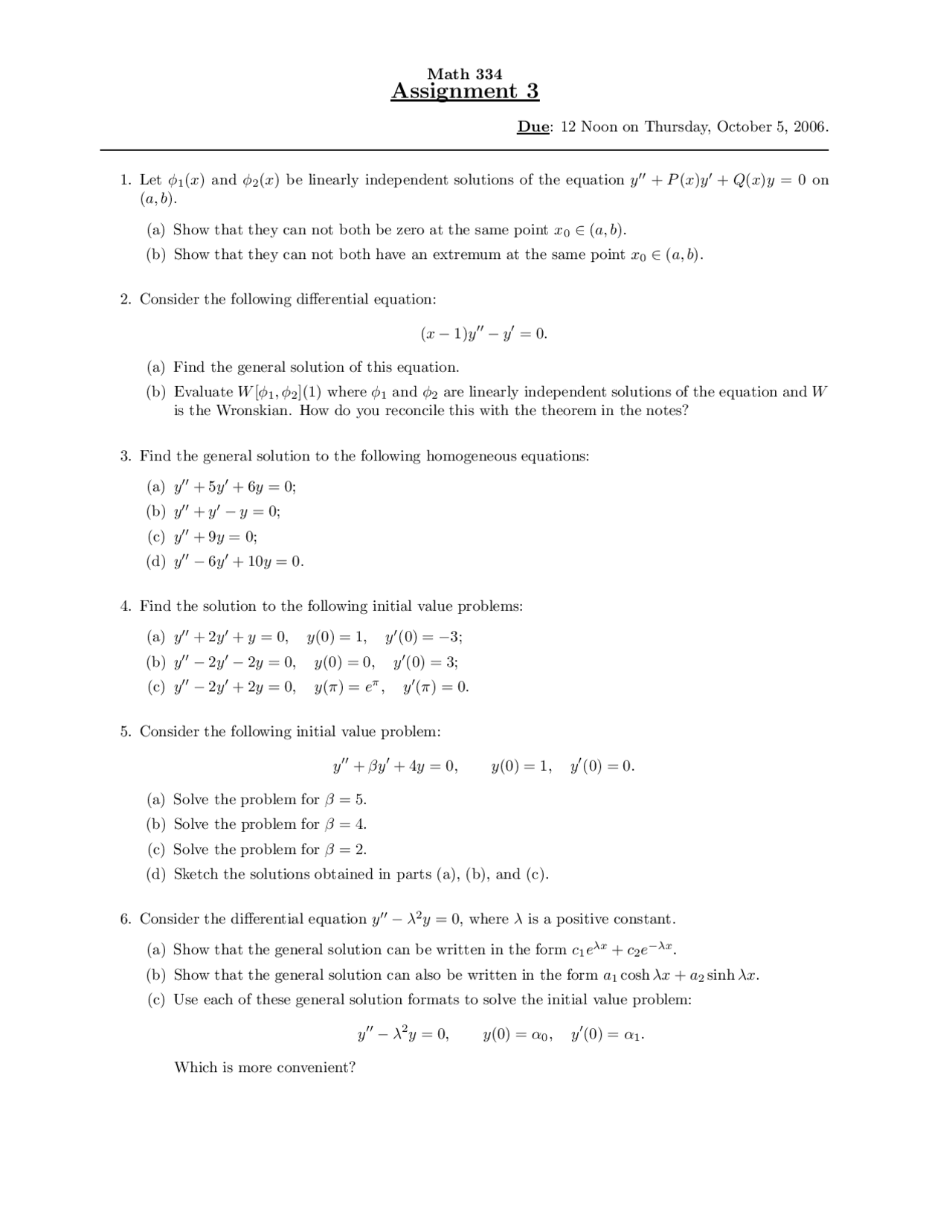 Linearly Independent Math Assignment Docsity