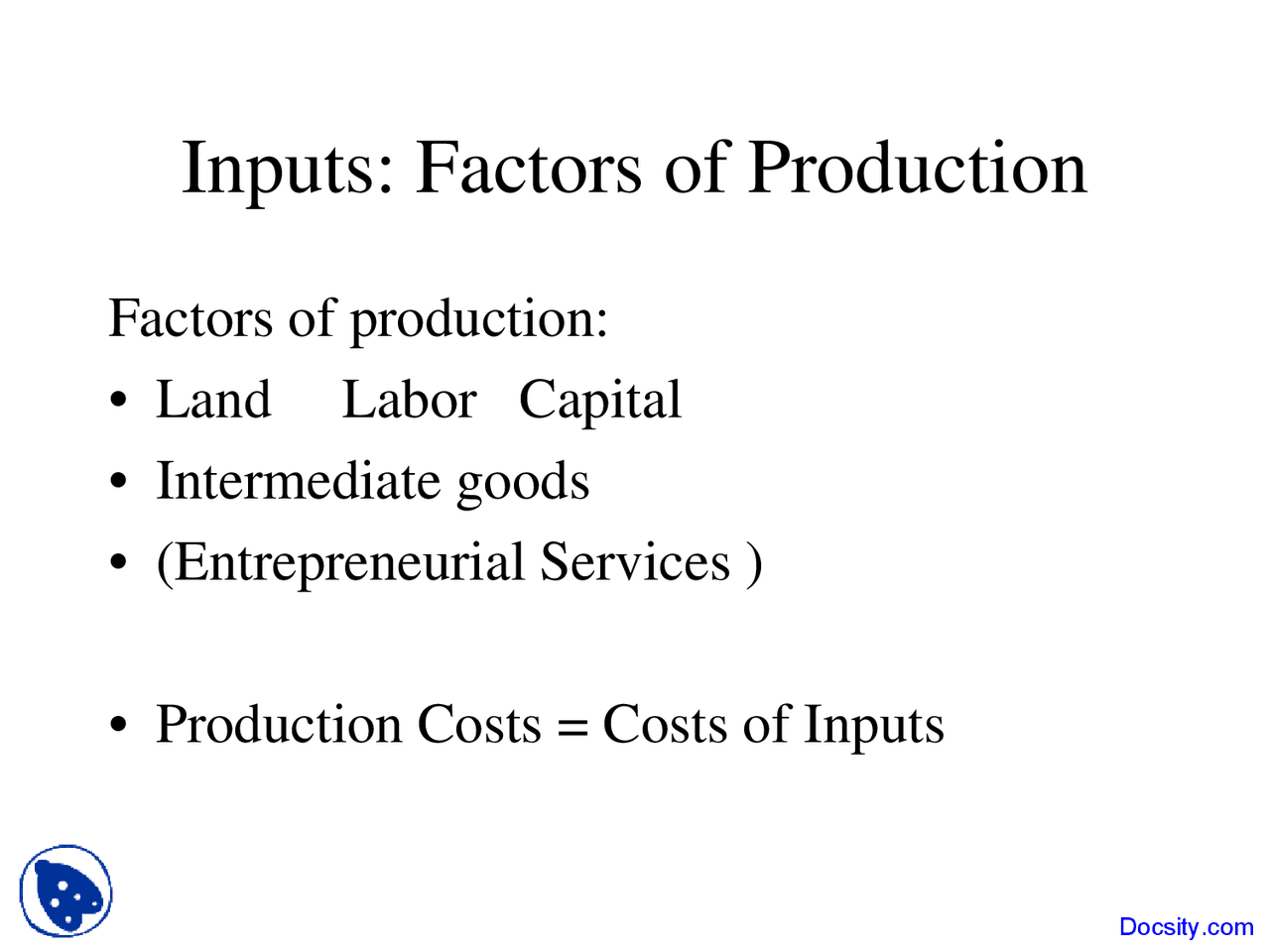 Factors Of Production Managerial Economics Lecture Slides Slides