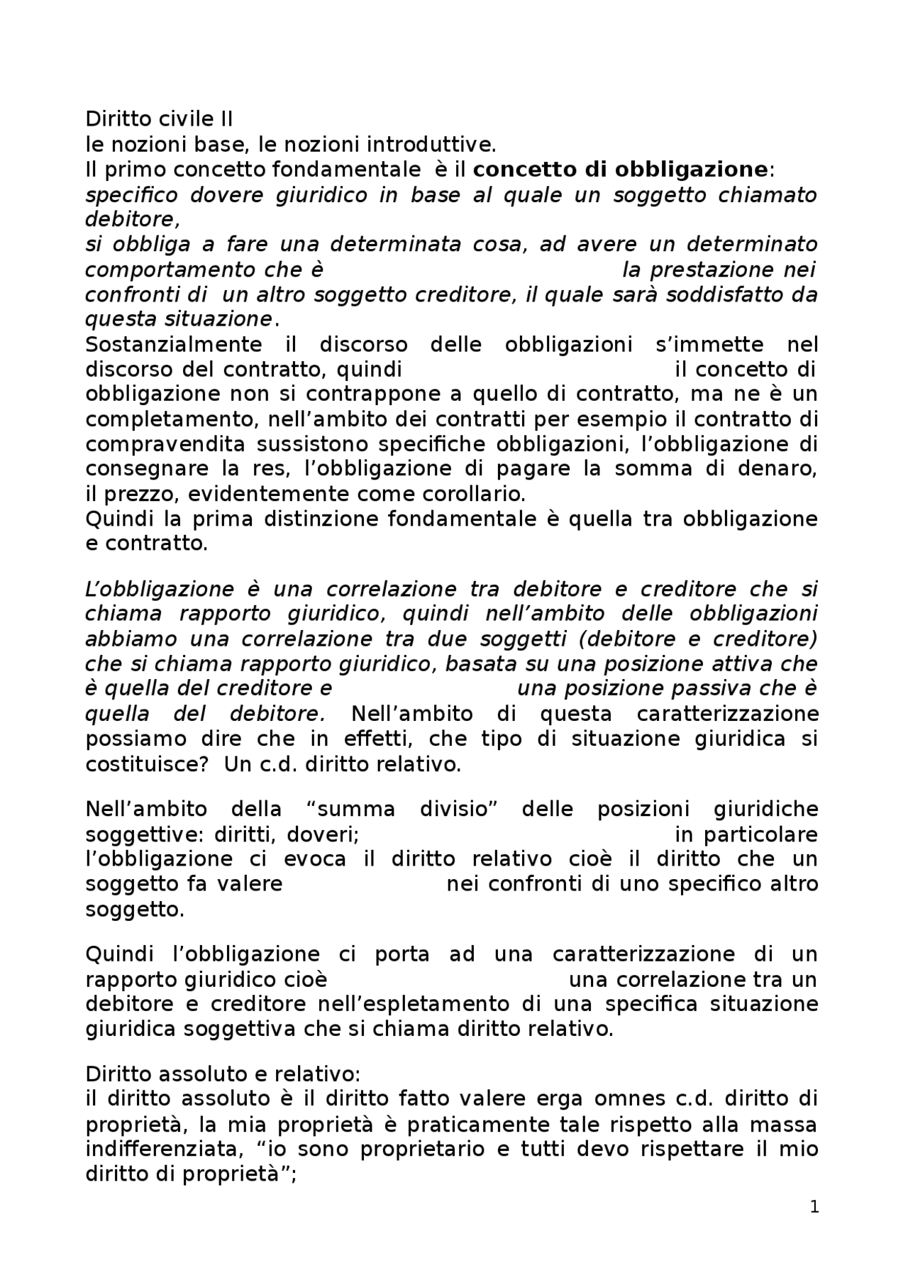 Nozioni Di Diritto Civile Appunti Diritto Civile Ii Docsity