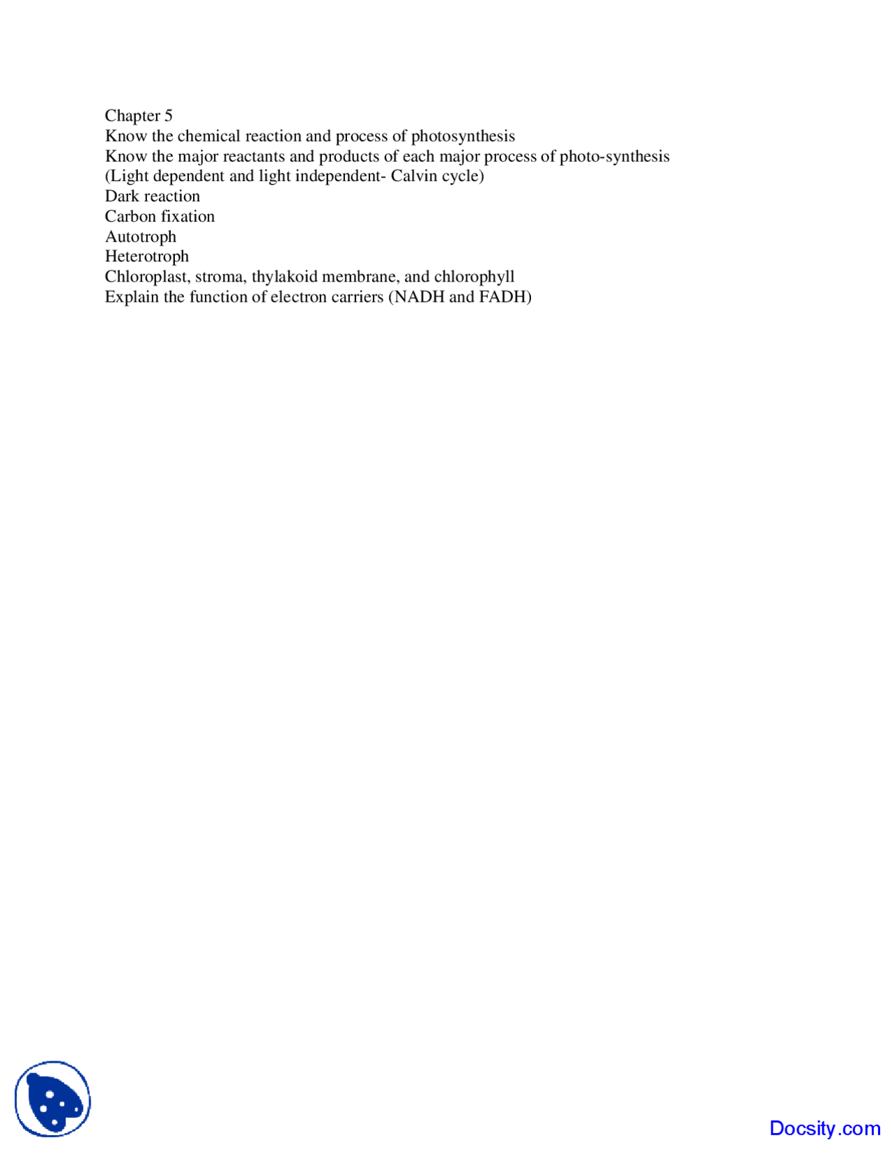 Chemical Reaction - Basic Biology - Quiz - Docsity