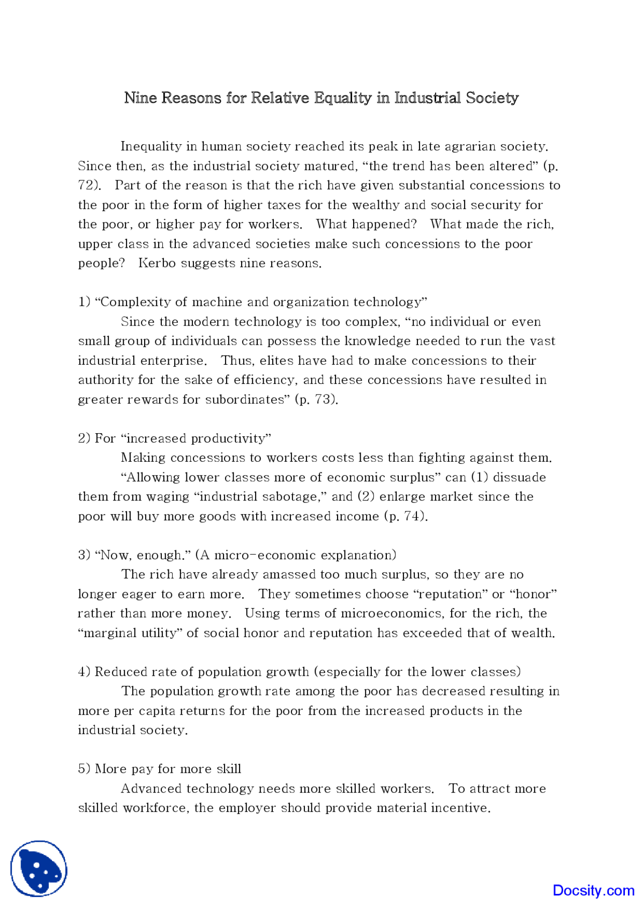 Relative Equality Social Stratification Lecture Notes Docsity