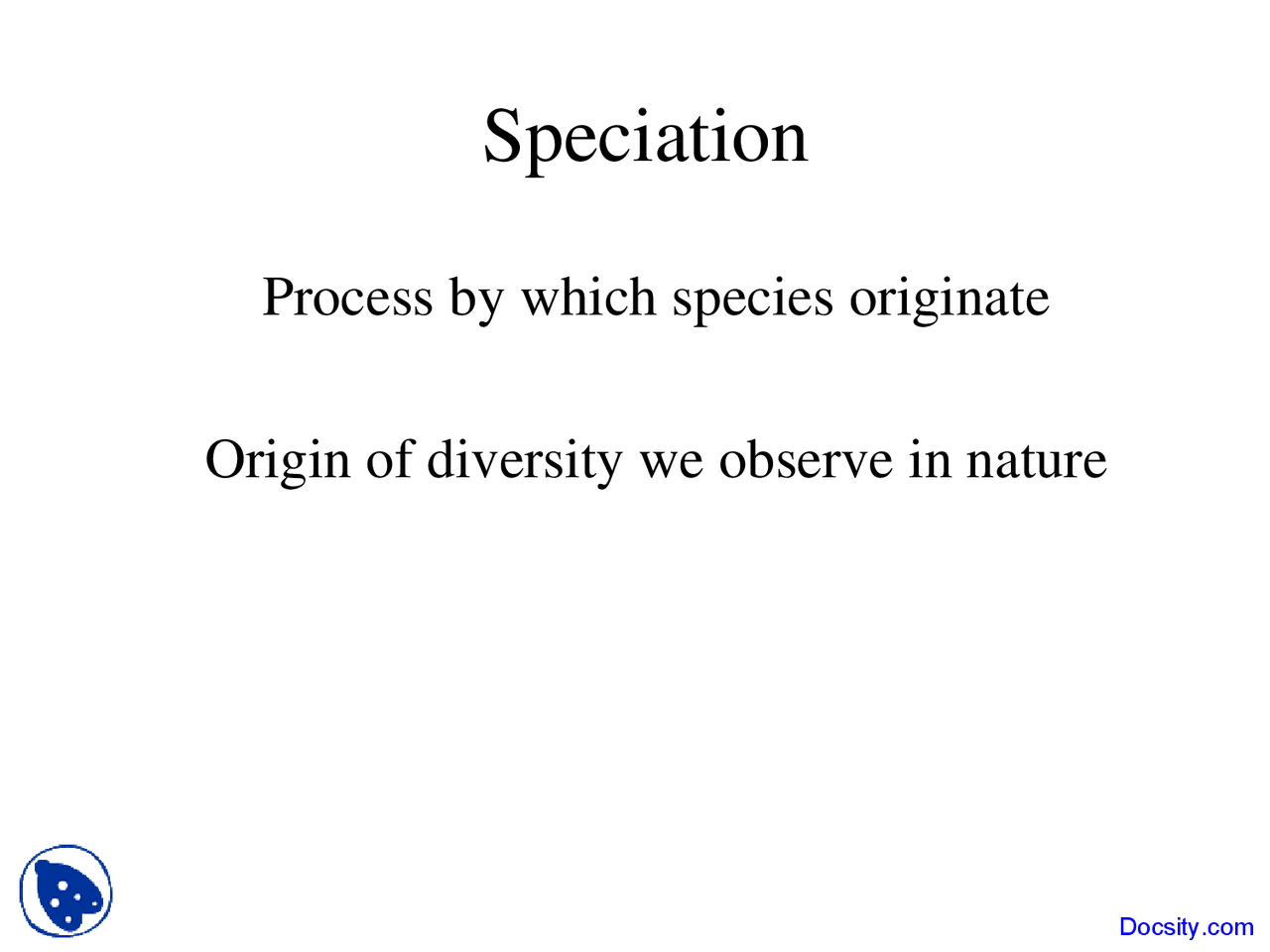 Speciation Evidence Of Evolution Lecture Slides Docsity