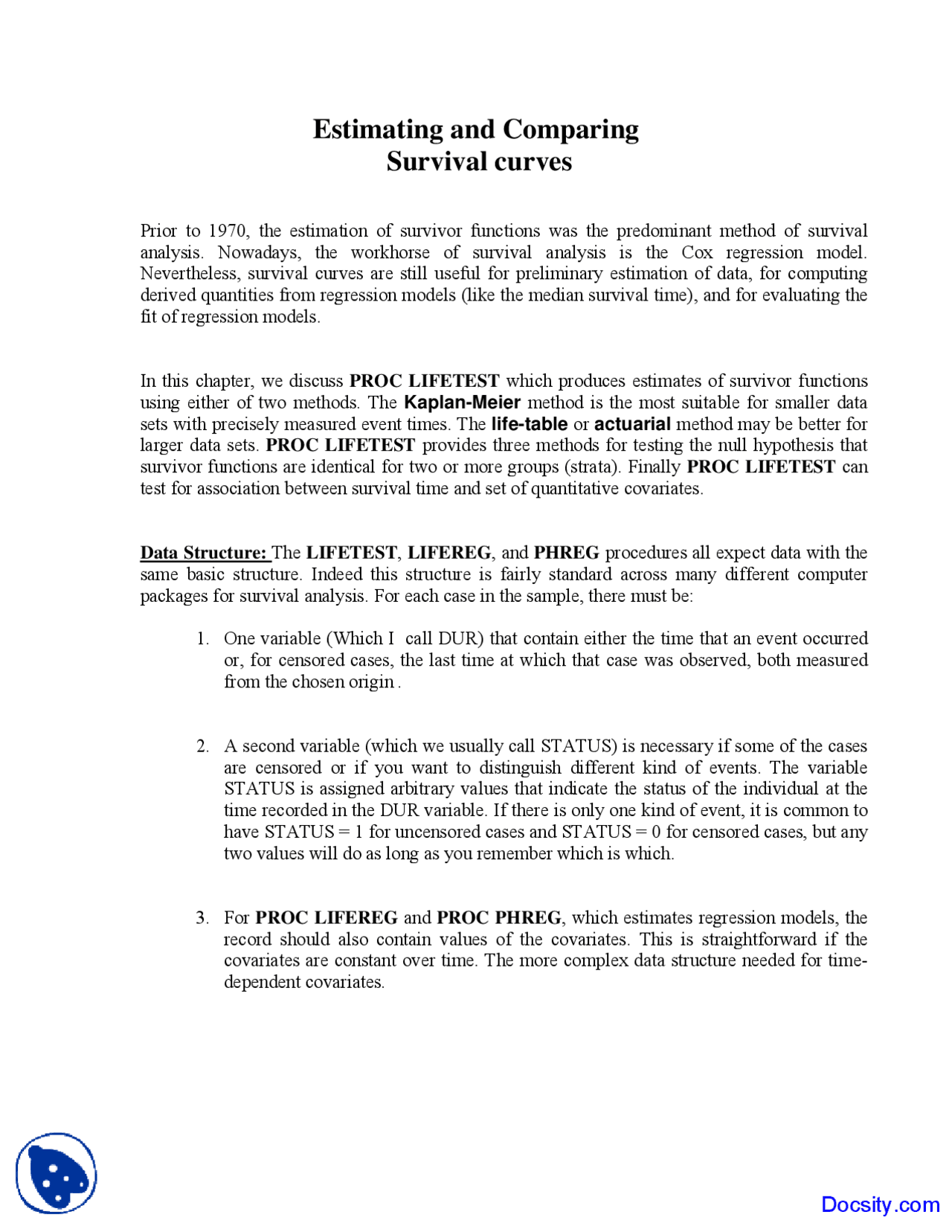 Estimating And Comparing Survival Funtions Survival Analysis