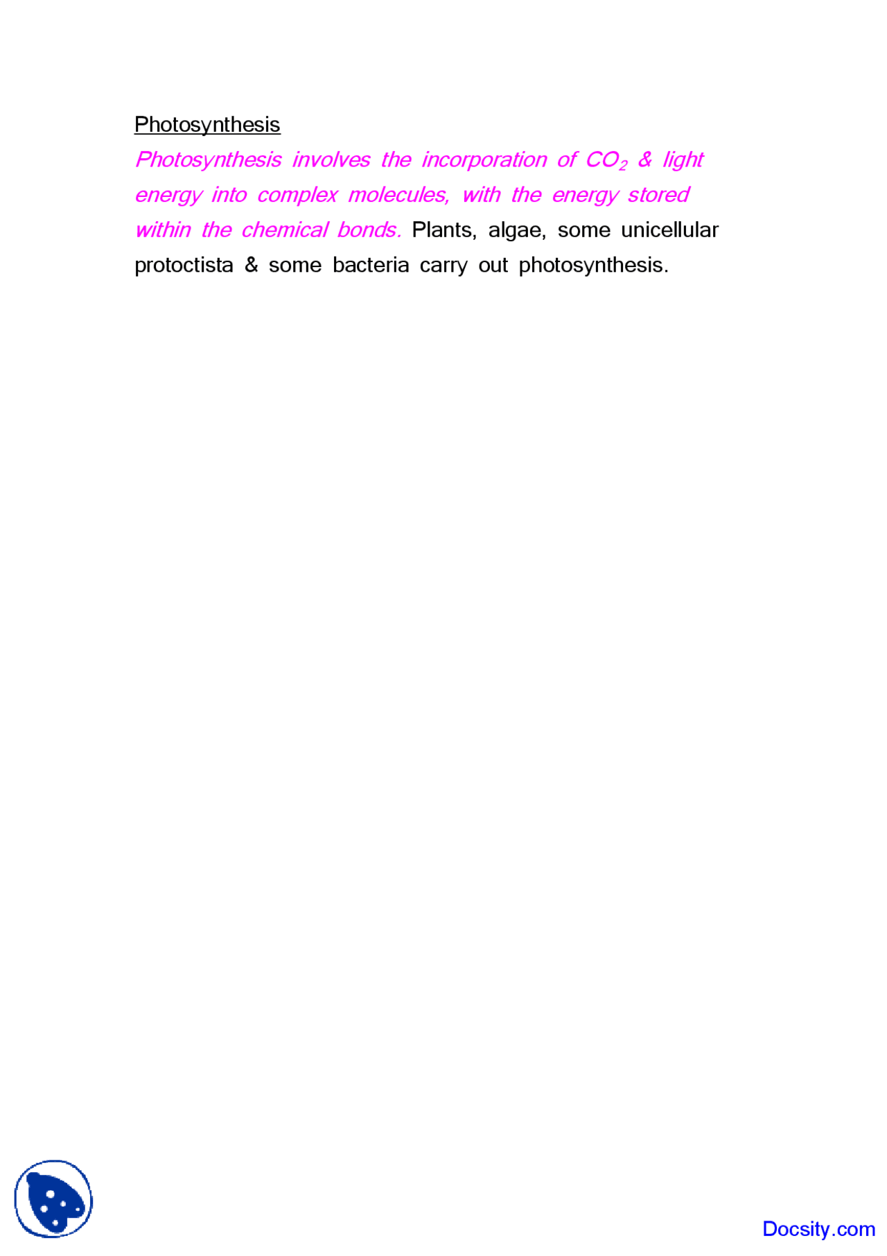 Photosynthesis Requirements For Growth And Reproduction Lecture