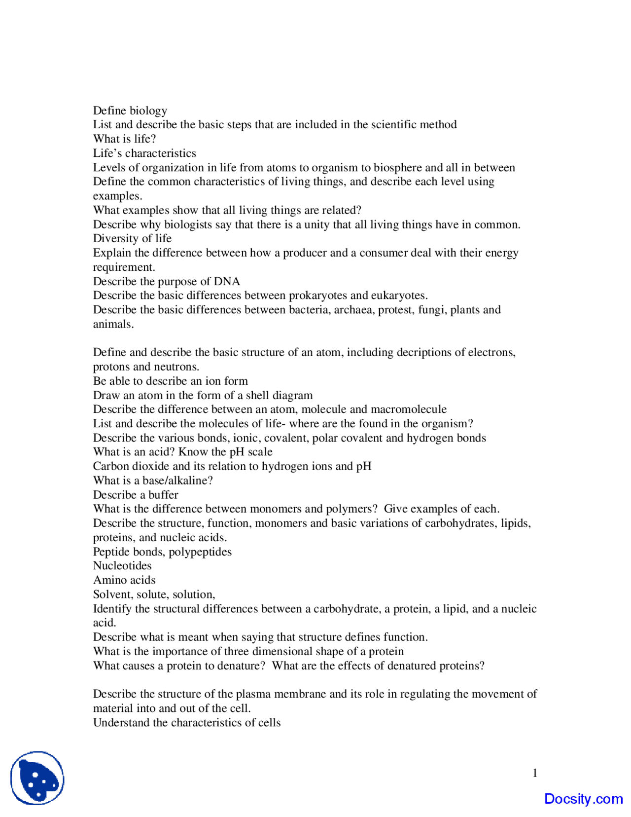 Characteristics of Living Things - Basic Biology - Quiz | Exercises ...