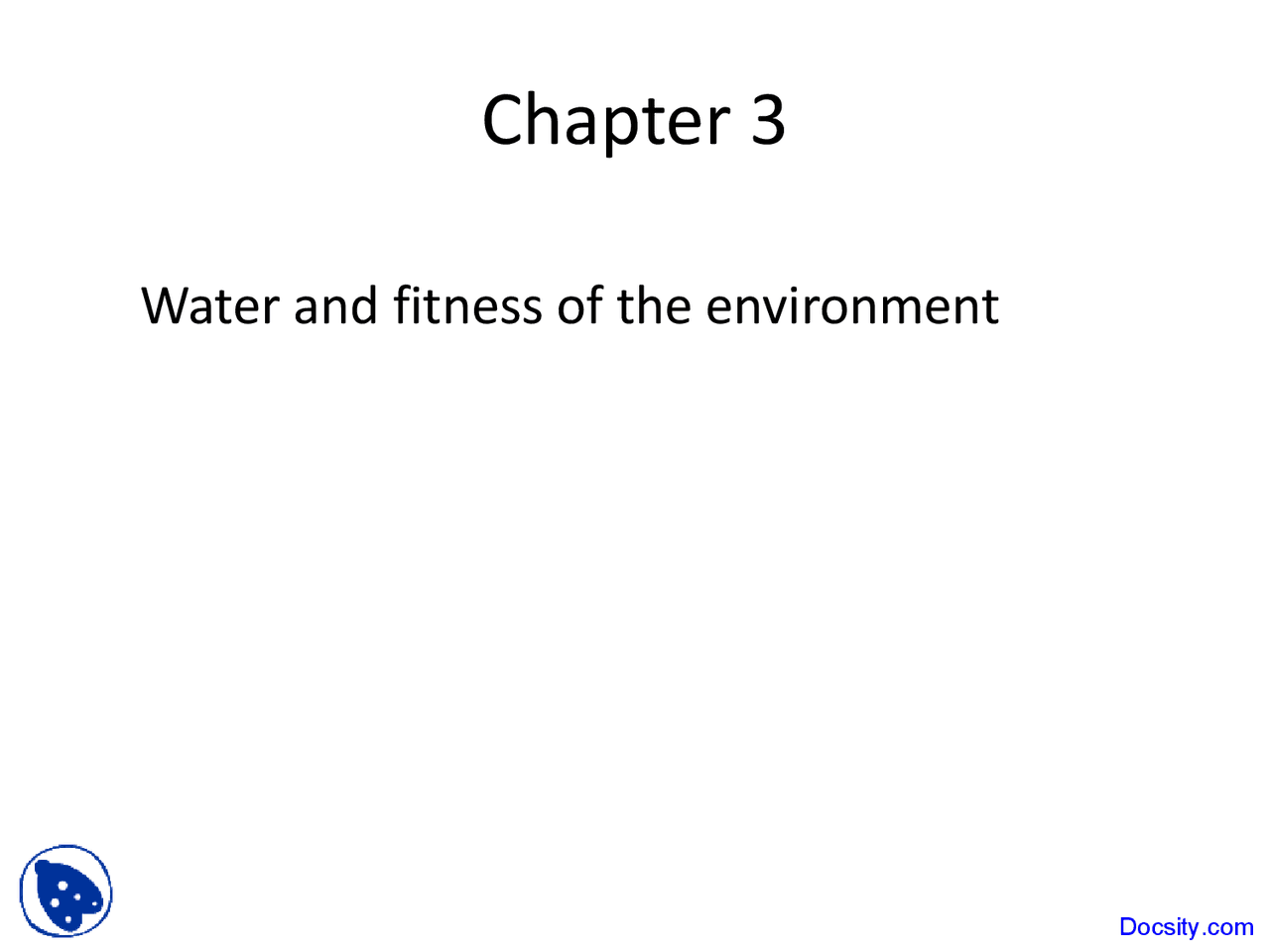 Water And Fitness Of Environment Basic Biology Lecture Slides Docsity