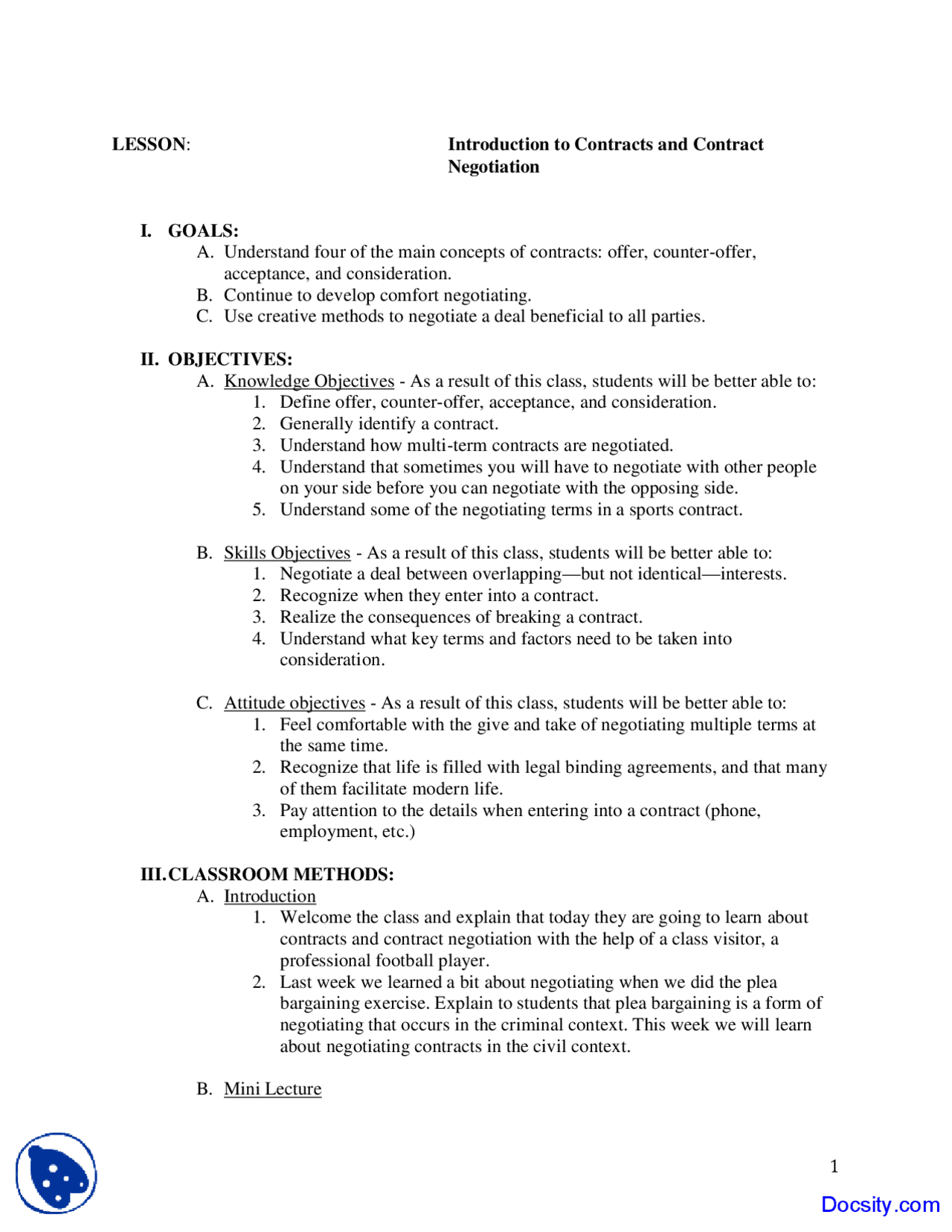 Contracts And Contract Negotiation Law Of Cosumer Lecture Notes