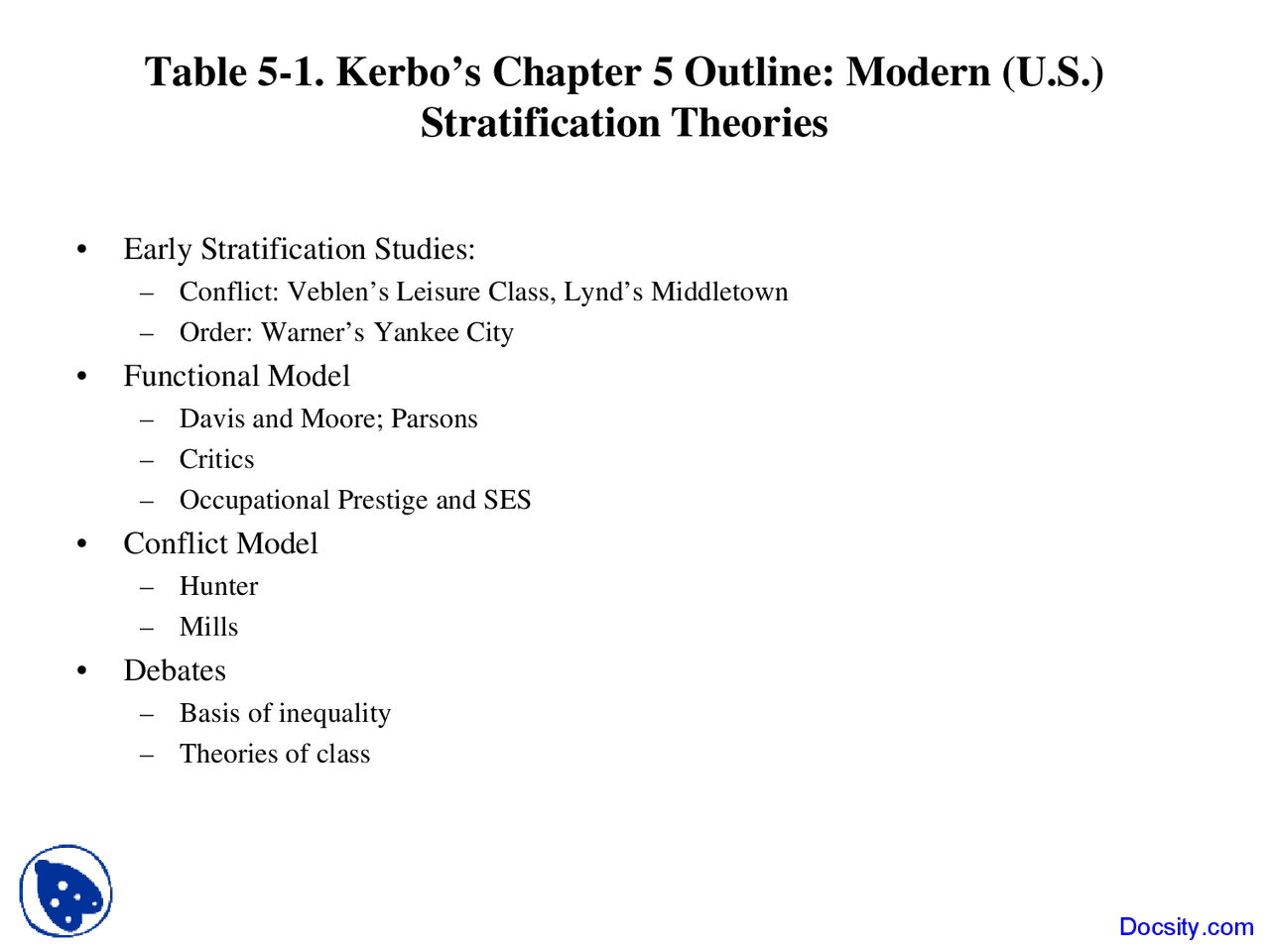 Stratification Theories Social Stratification Lecture Slides Docsity