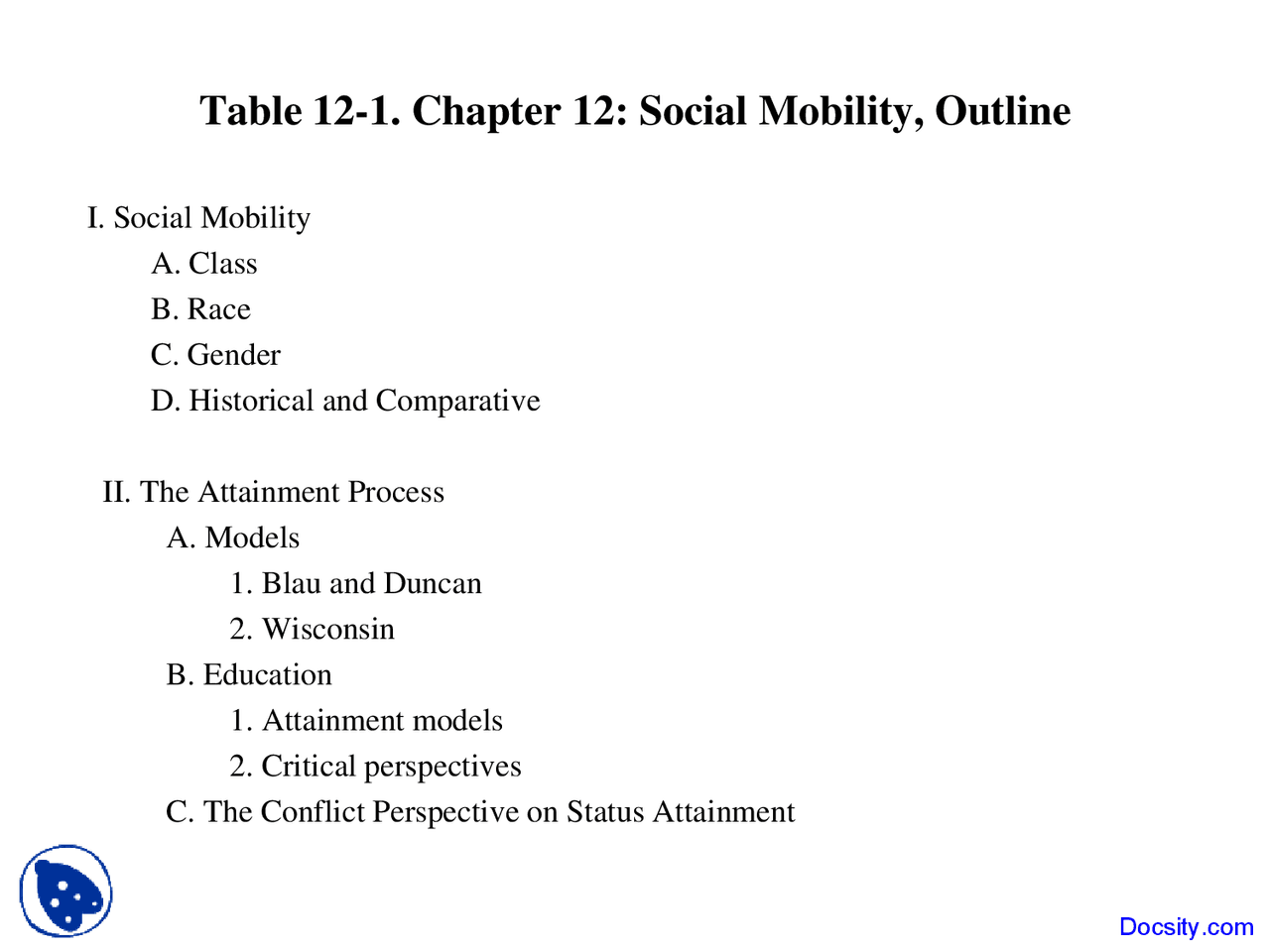 Social Mobility Social Stratification Lecture Slides Docsity