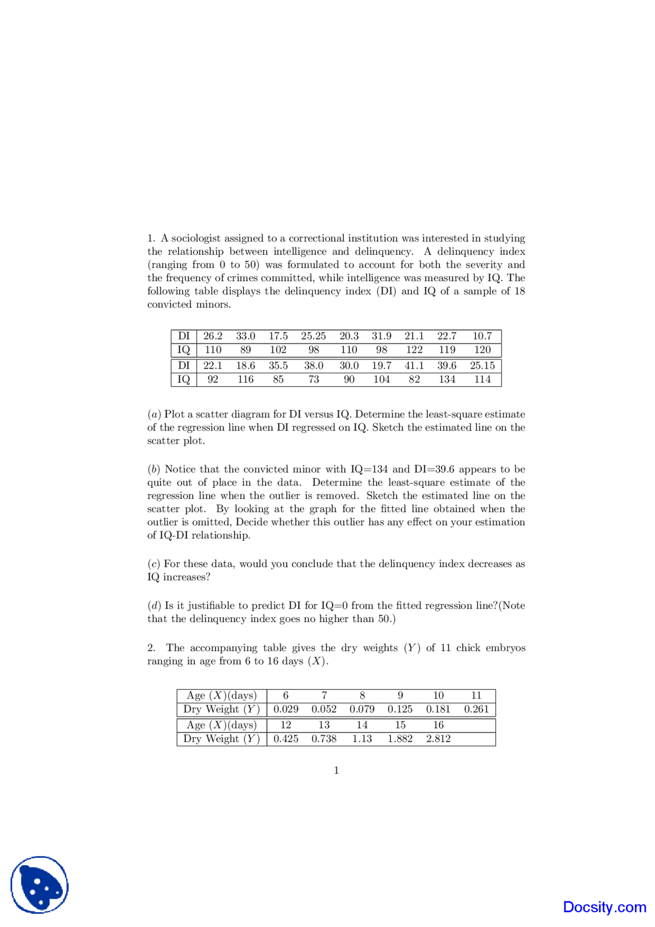 Correctional Institution Applied Regression Analysis Assignment
