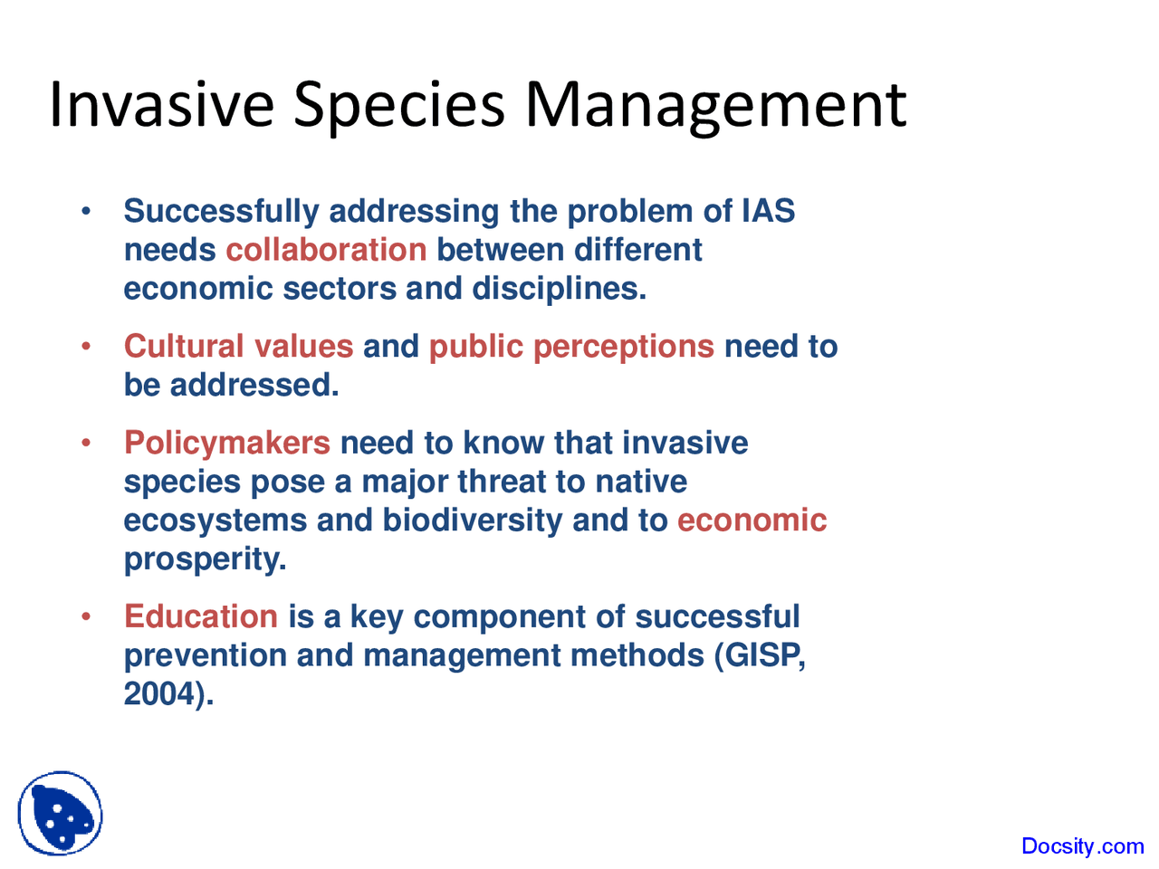 Invasive Species Management Ecosystem Processes Lecture Slides