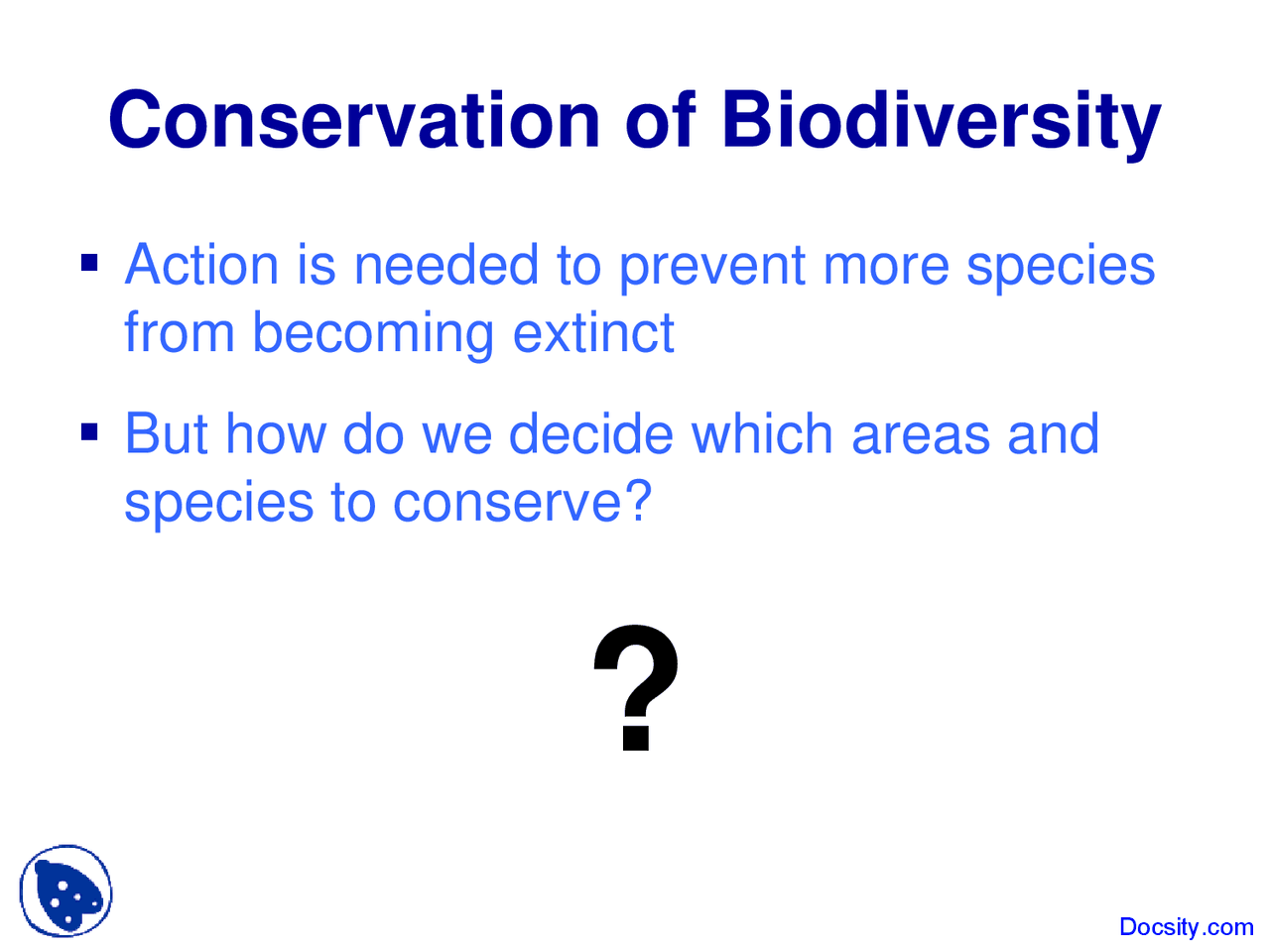 Conservation Of Biodiversity Ecology Lecture Slides Docsity