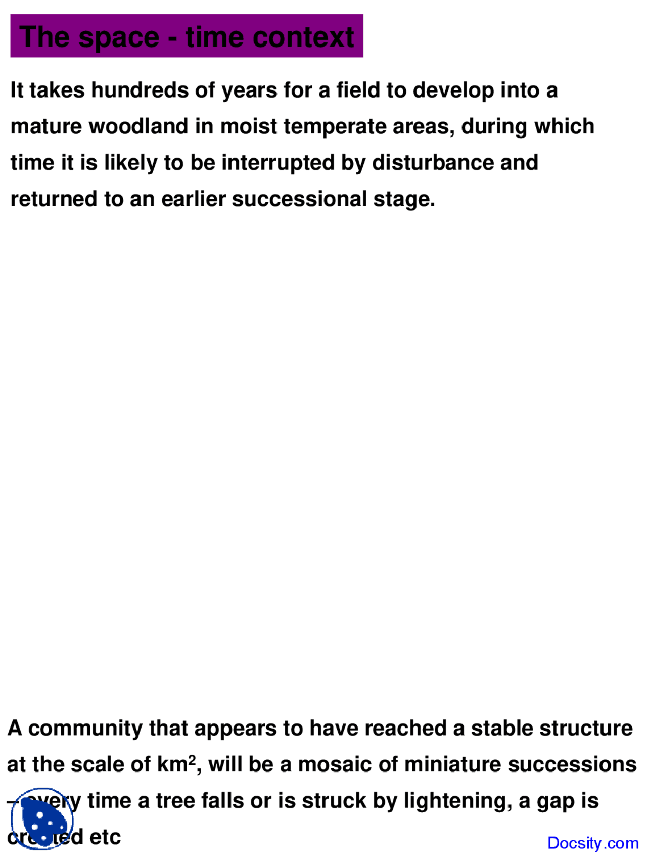 Space Time Context - Community Ecology - Lecture Slides - Docsity