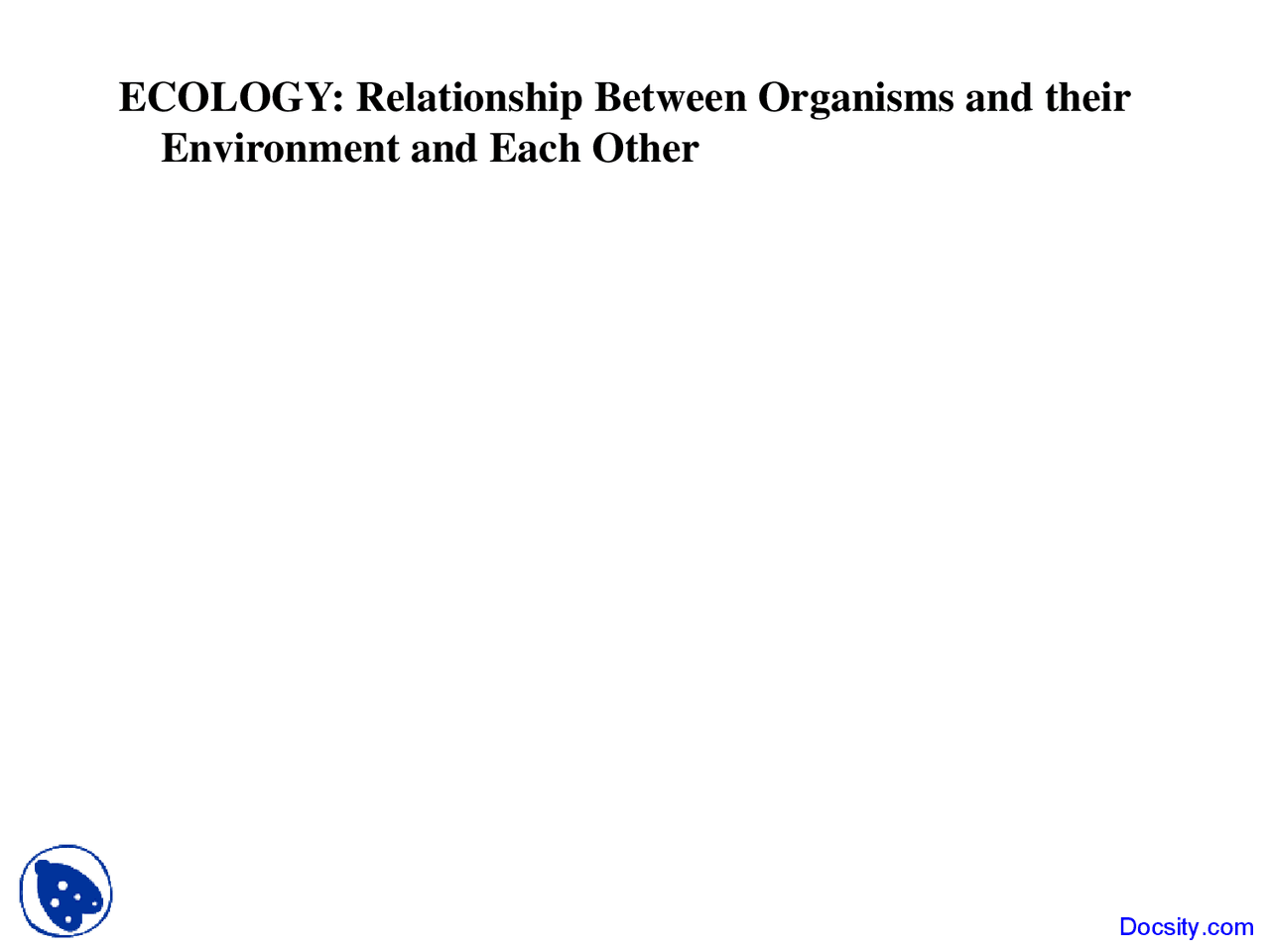 Introduction To Ecology Ecology Lecture Slides Docsity