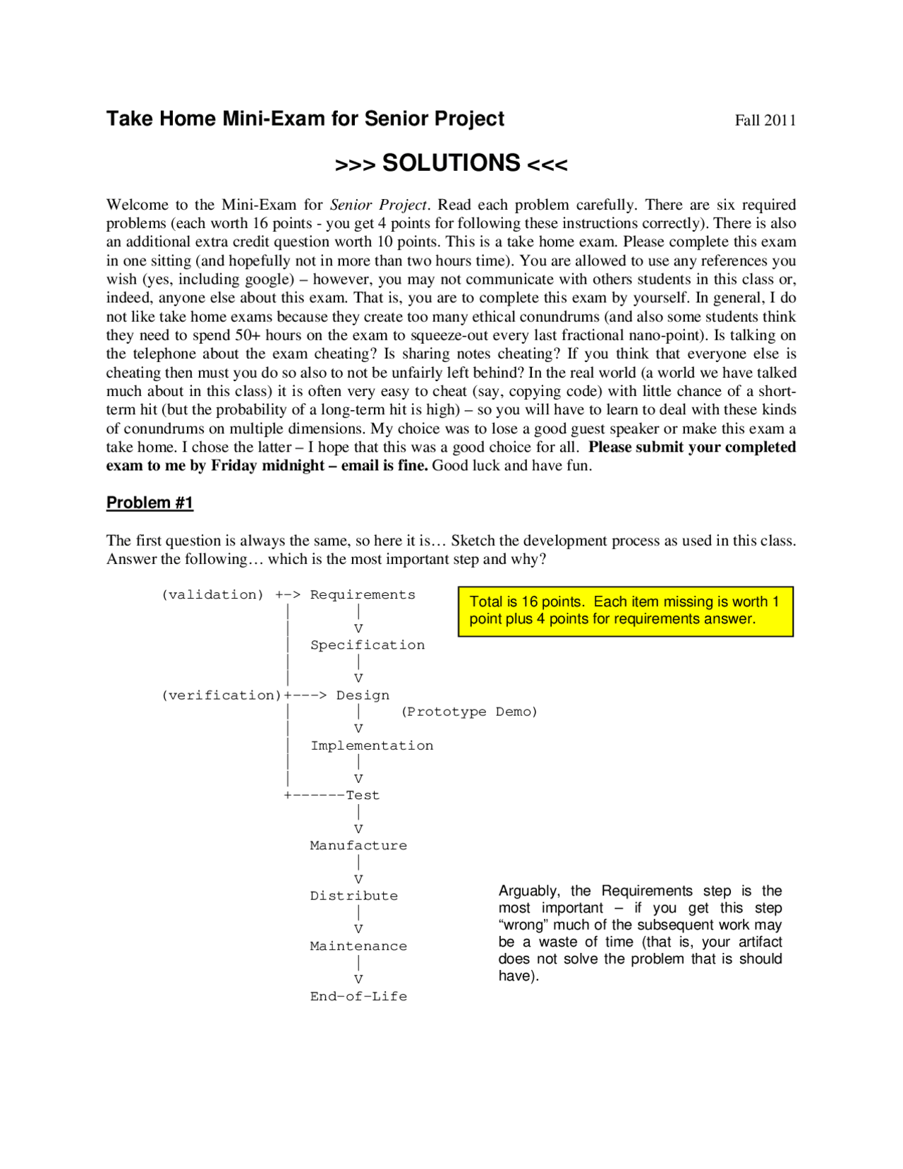 Take Home Mini Exam Solutions Computer Science Project Cis 4910 Docsity 