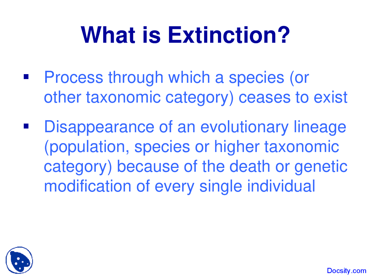 Extinction Ecology Lecture Slides Docsity