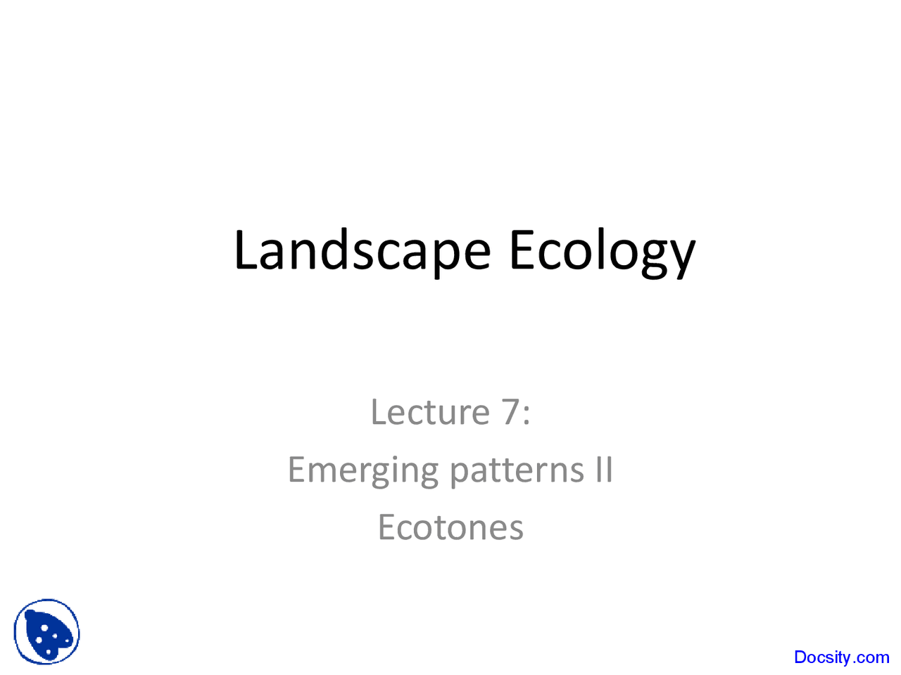 Ecotones Conservation Biology Lecture Slides Docsity
