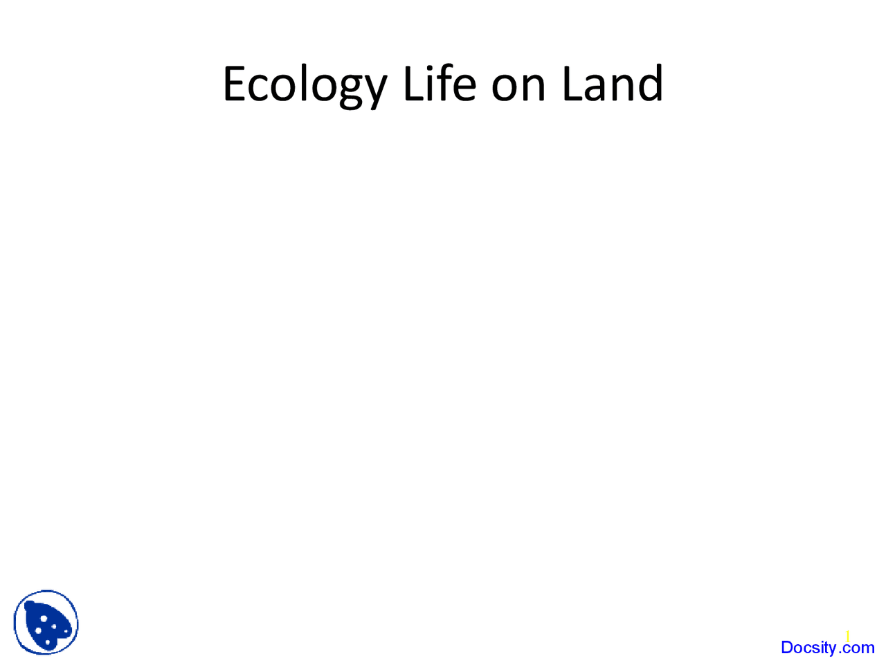 Ecology Life On Land Ecology Lecture Slides Docsity