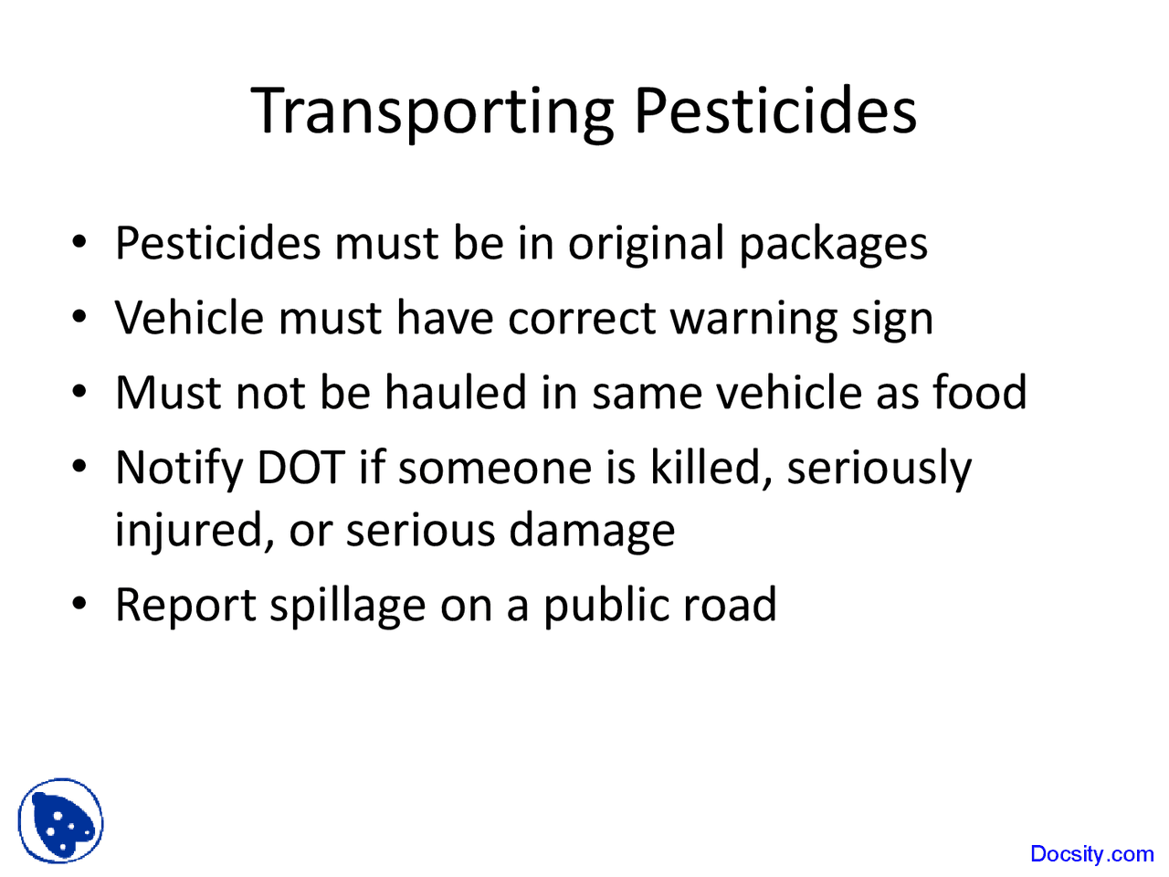 Transporting Pesticides Forage Management Unit Lecture Slides Docsity