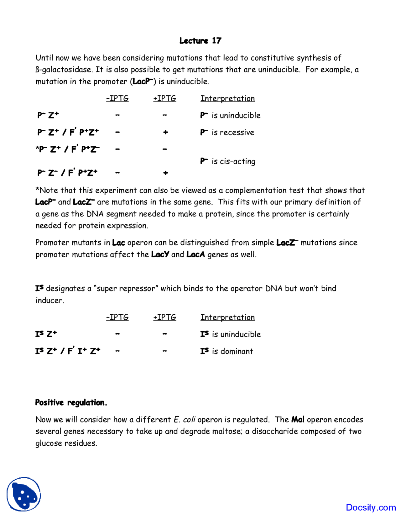 Positive Control - Cell Biology - Lecture Notes - Docsity