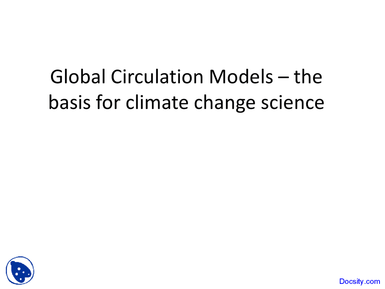 Global Circulation Models Ecosystem Processes Lecture Slides Docsity