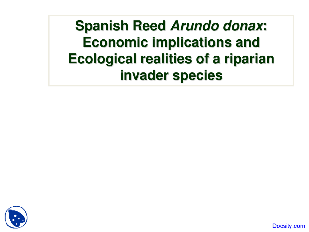 Riparian Invader Species Conservation Biology Lecture Slides Docsity