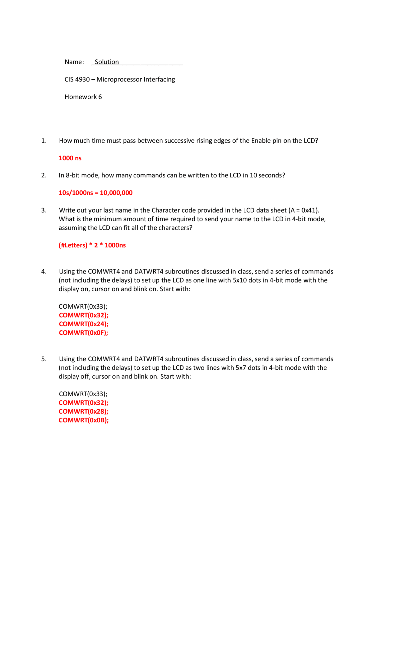 Homework 6 With Solutions Introduction To Robotics Cis 4930 Docsity