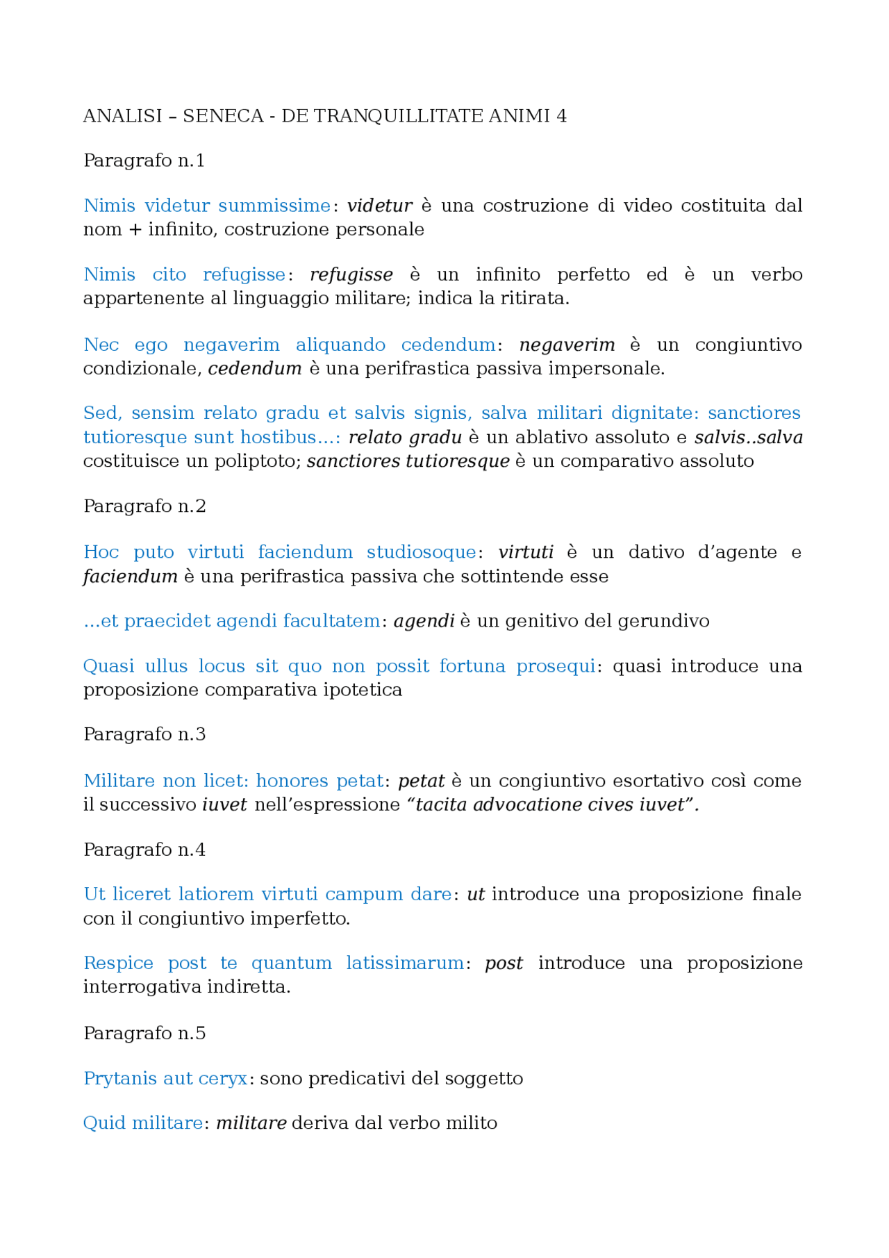 De Tranquillitate Animi Seneca Analisi Docsity