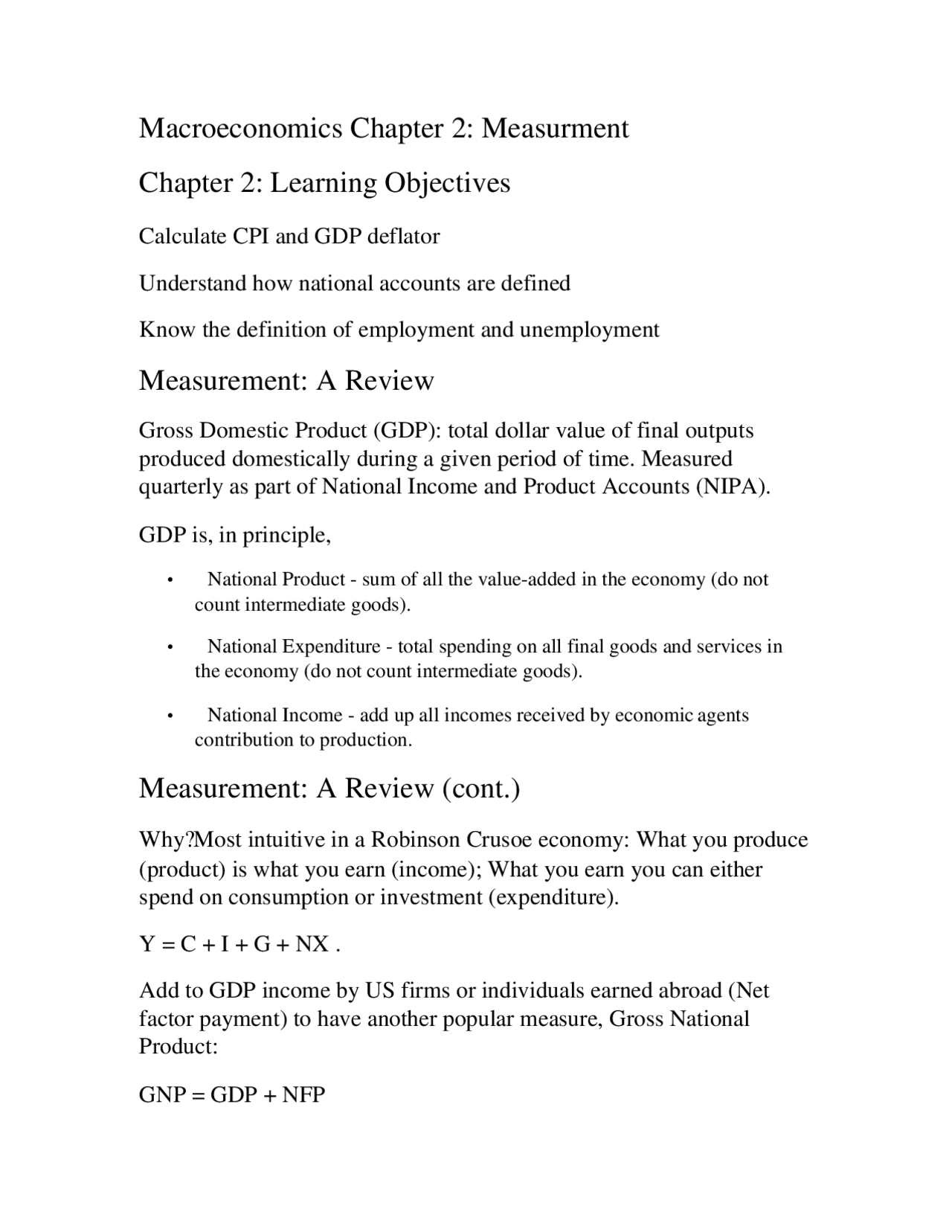 Macroeconomics Chapter 2 | Study notes Econometrics and Mathematical ...