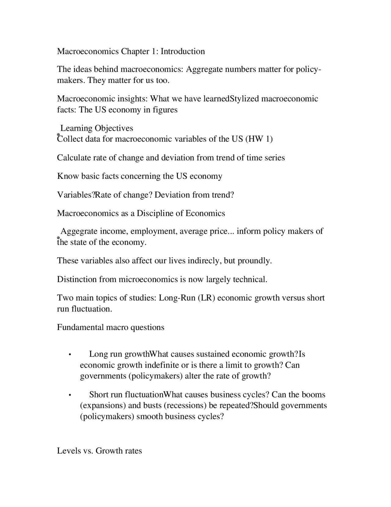 Macroeconomics Chapter 1 Docsity