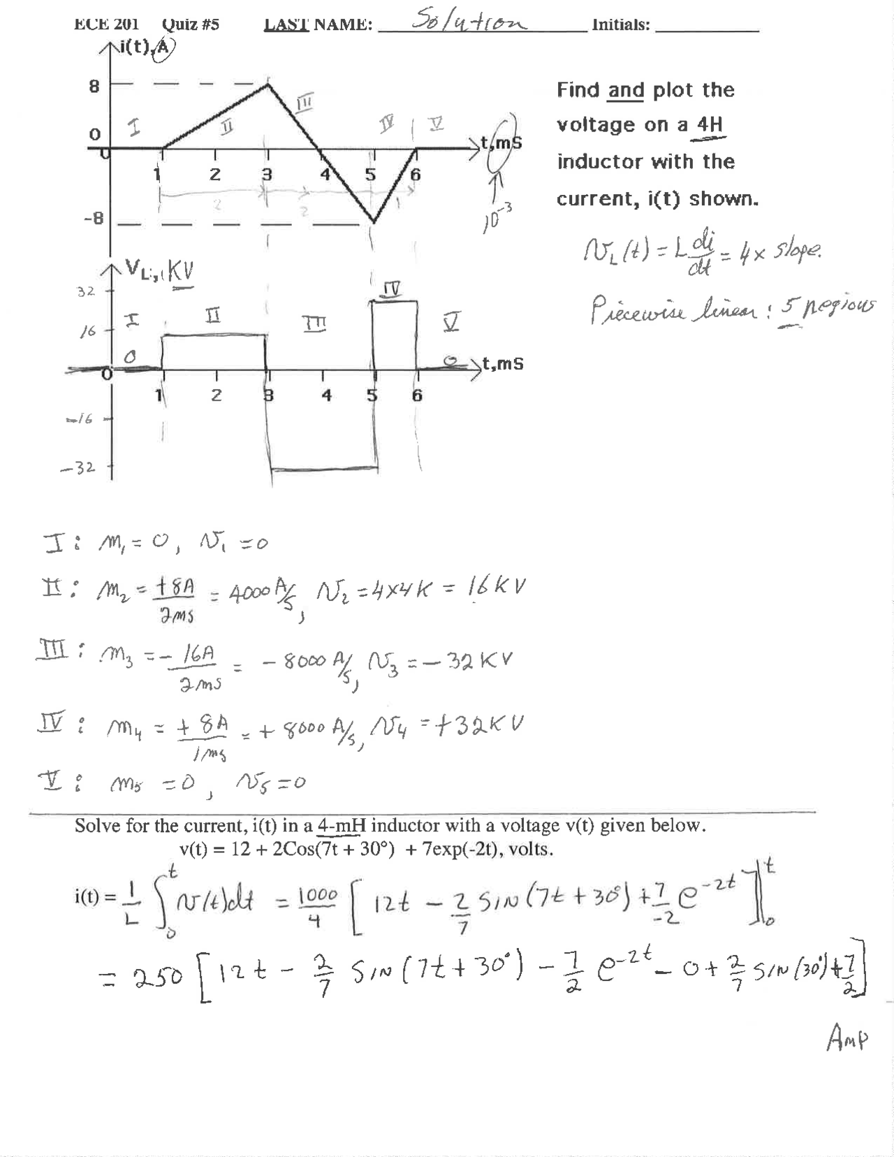 Quiz 5 with Solution for Foundations of Electric Circuits | ECE 201 | Quizzes Electrical and ...
