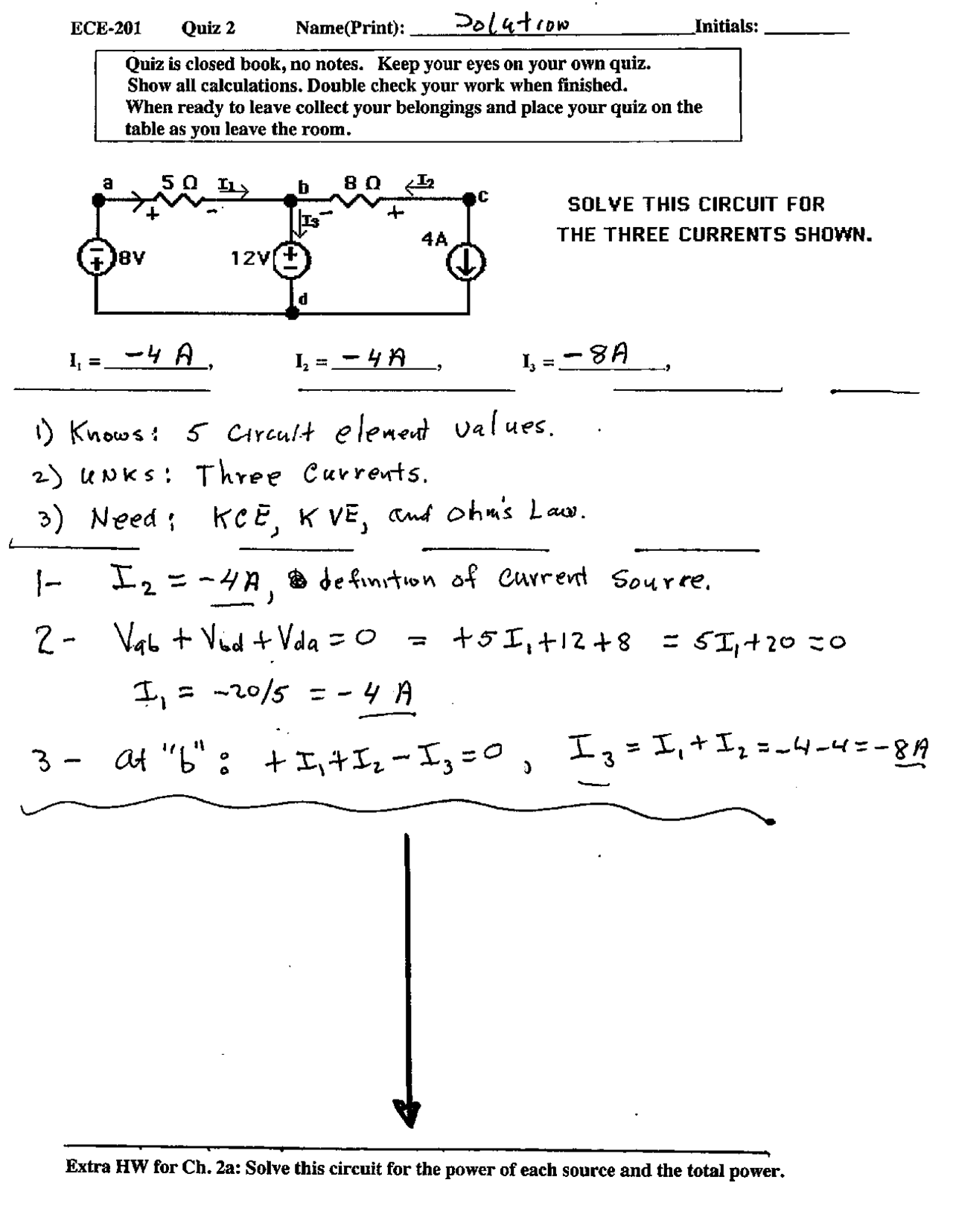 Foundations Of Electric Circuits Hand Written Solution Ece 201