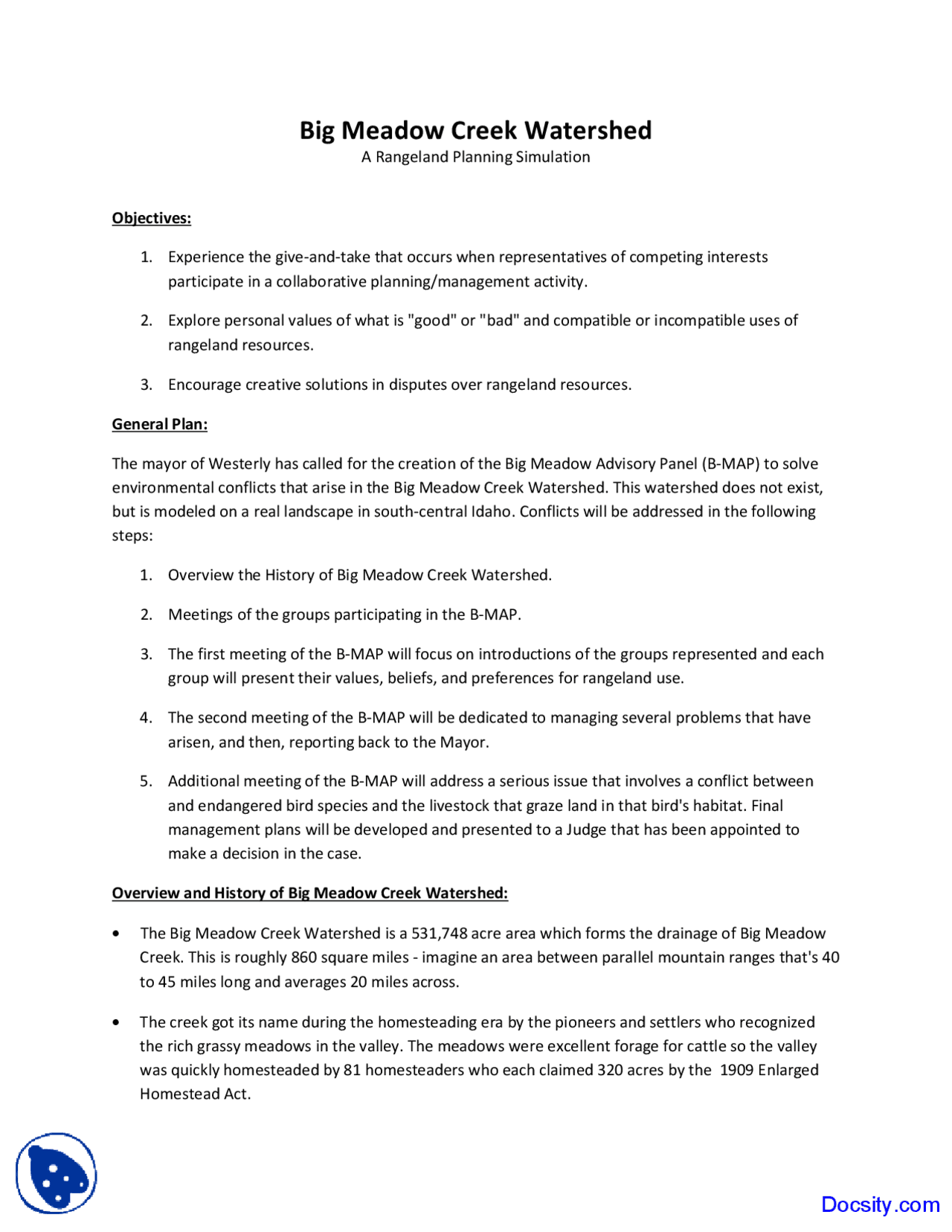 Creek Watershed Rangeland Principles Lecture Handouts Docsity