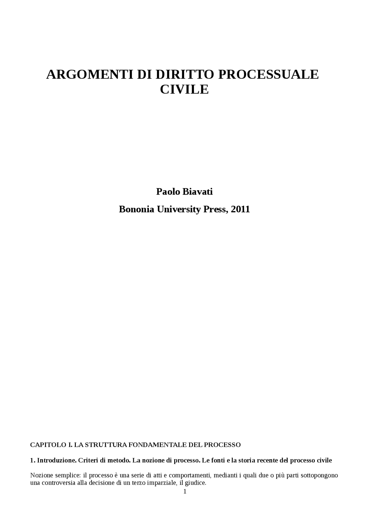 Biavati Appunti Procedura Civile Docsity